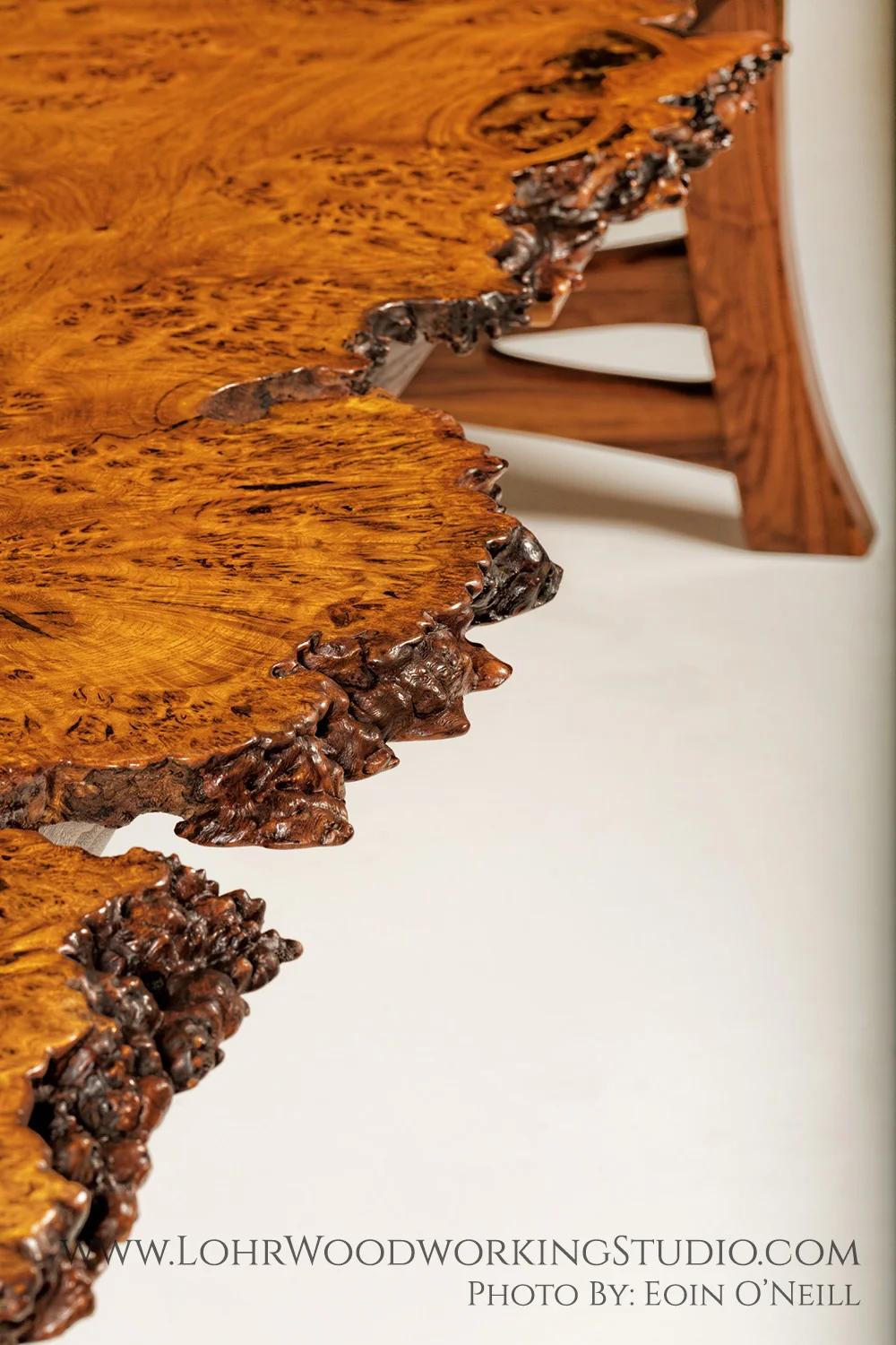 Resurrection Brown Oak Burl Table — Lohr Woodworking Studio