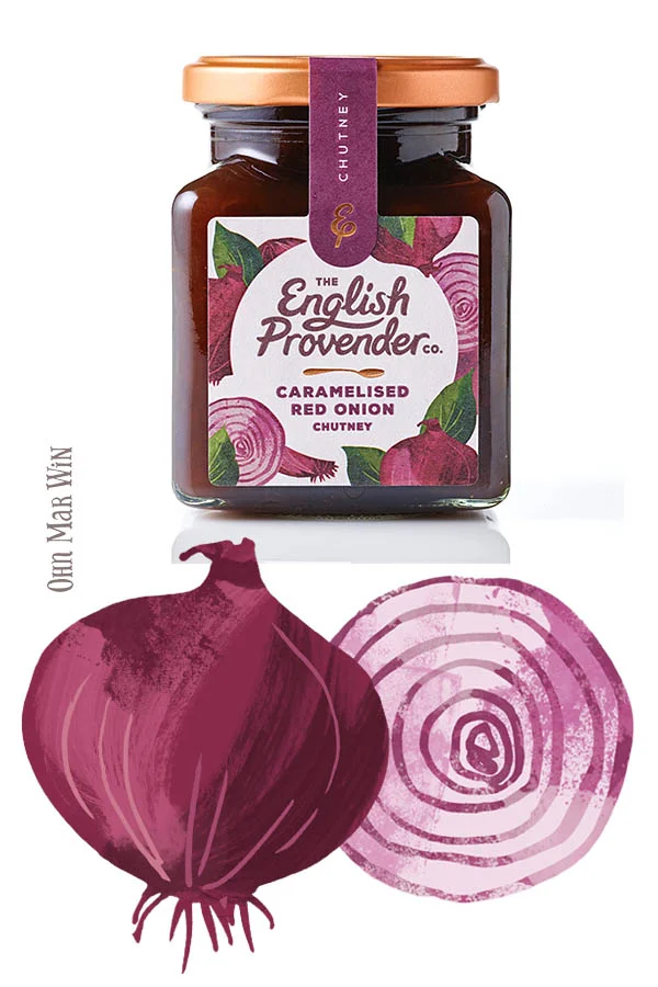 English Provender Chutney Packaging — Ohn Mar Win Illustration