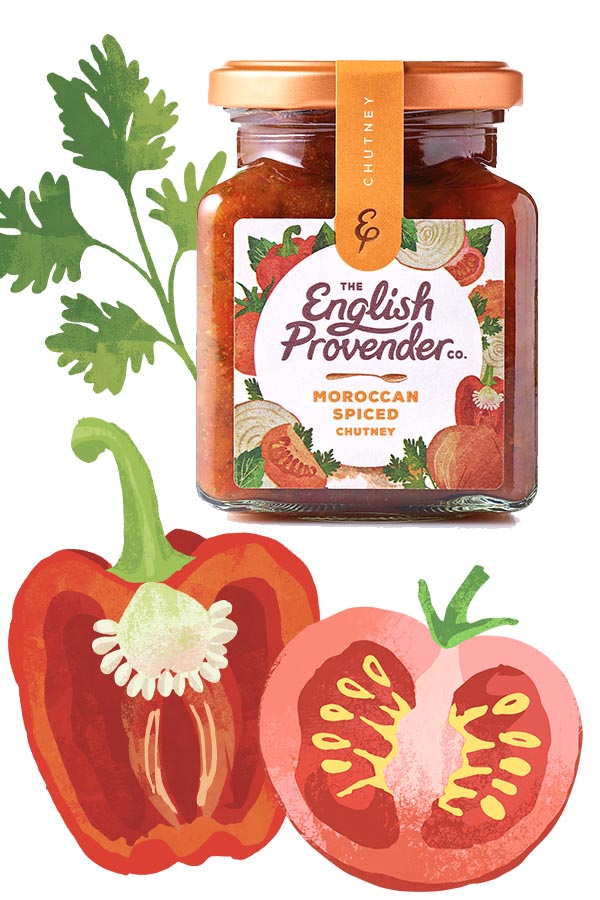 English Provender Chutney Packaging — Ohn Mar Win Illustration