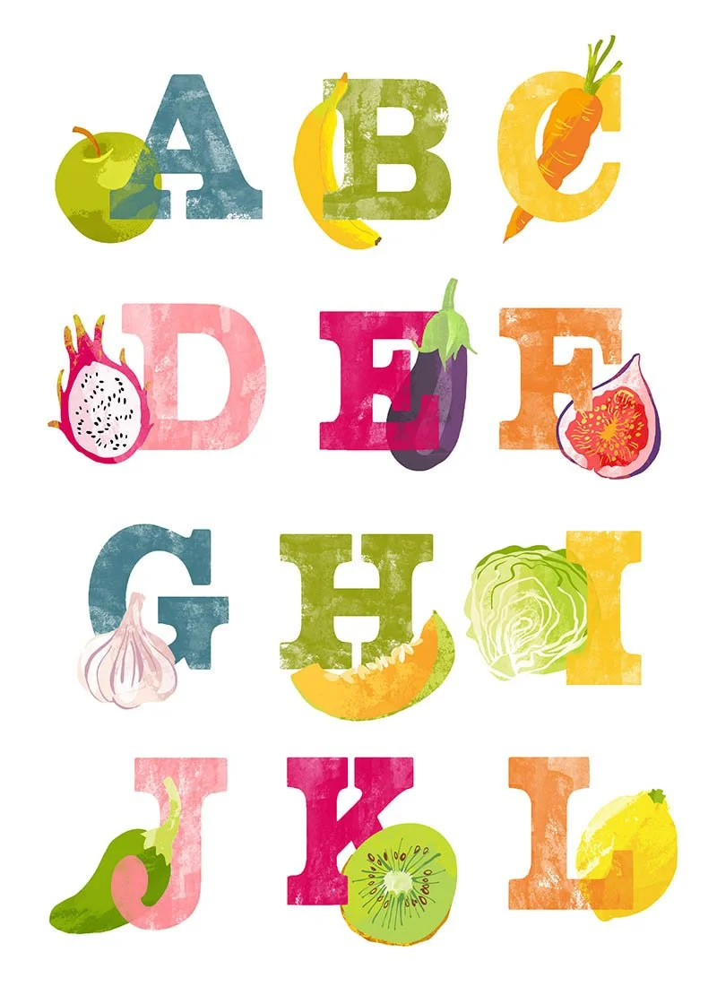 Alphabet Fruit And Vegetables Ohn Mar Win Illustration alphabet-fruit-and-vegetables-ohn-mar-win-illustration
