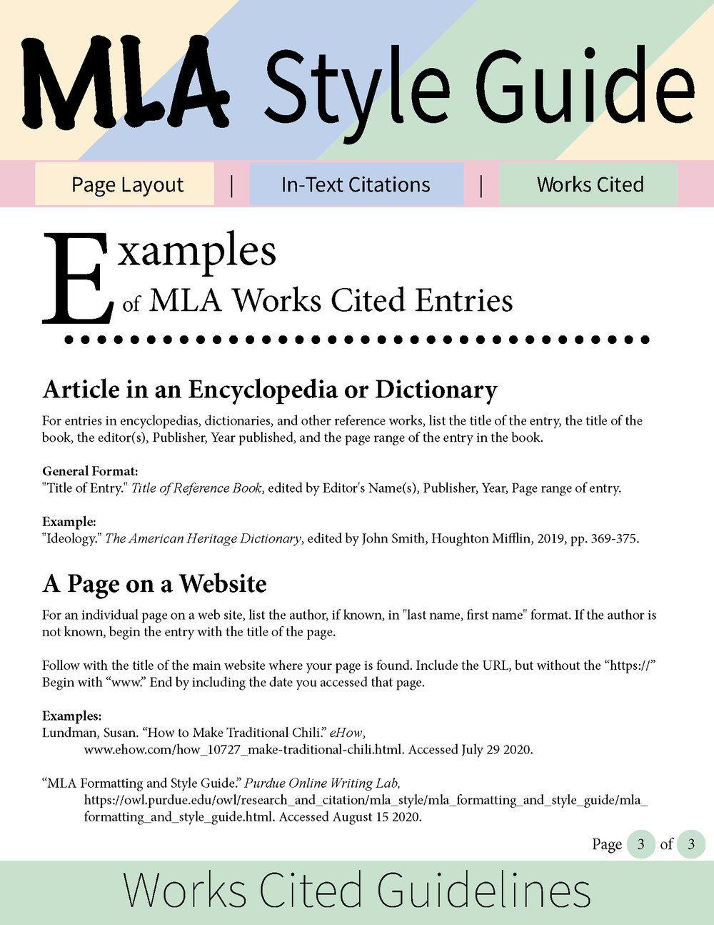 MLA Style Guide — Tall Pines School