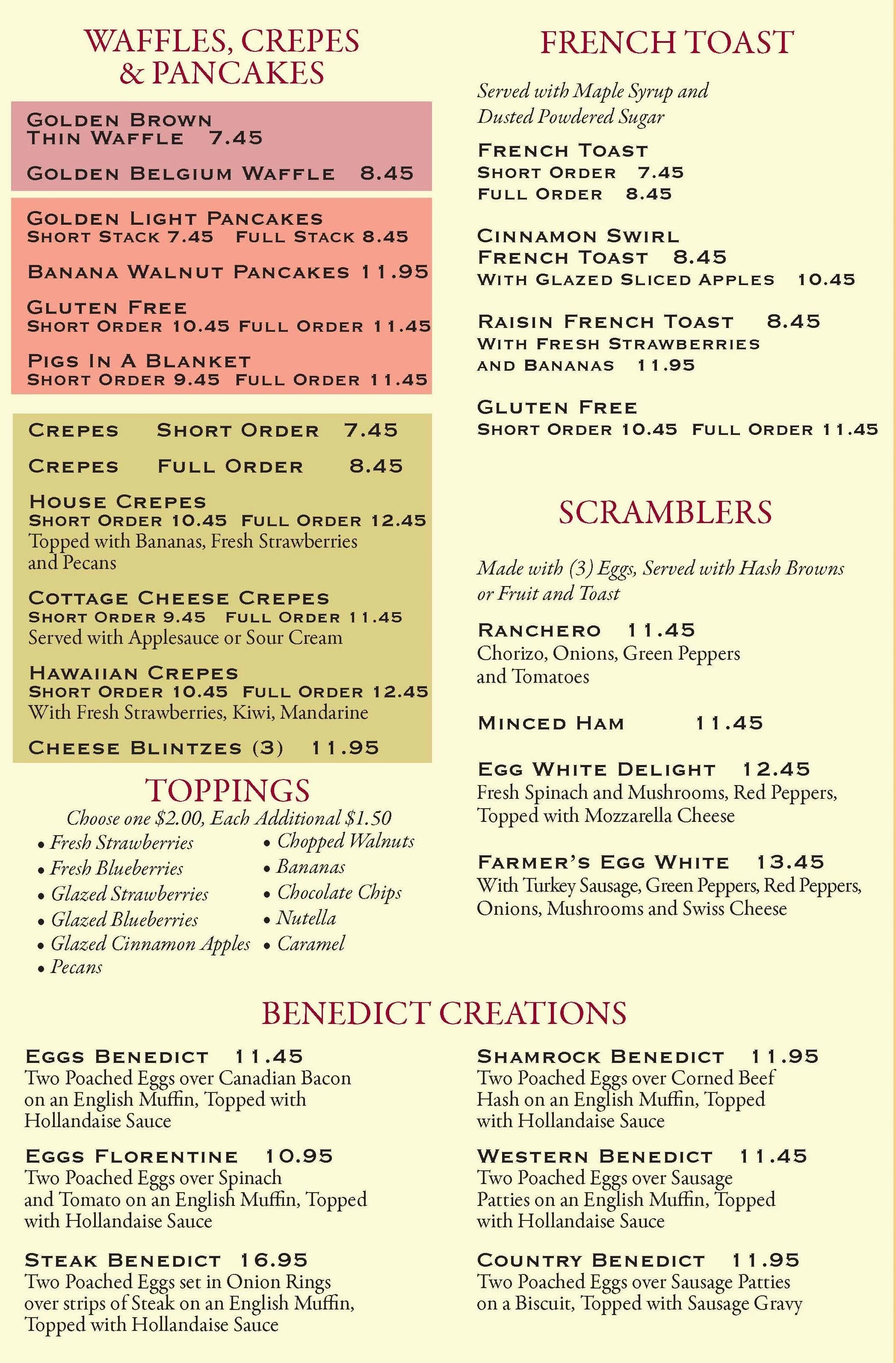 Breakfast — Hi-View Restaurant