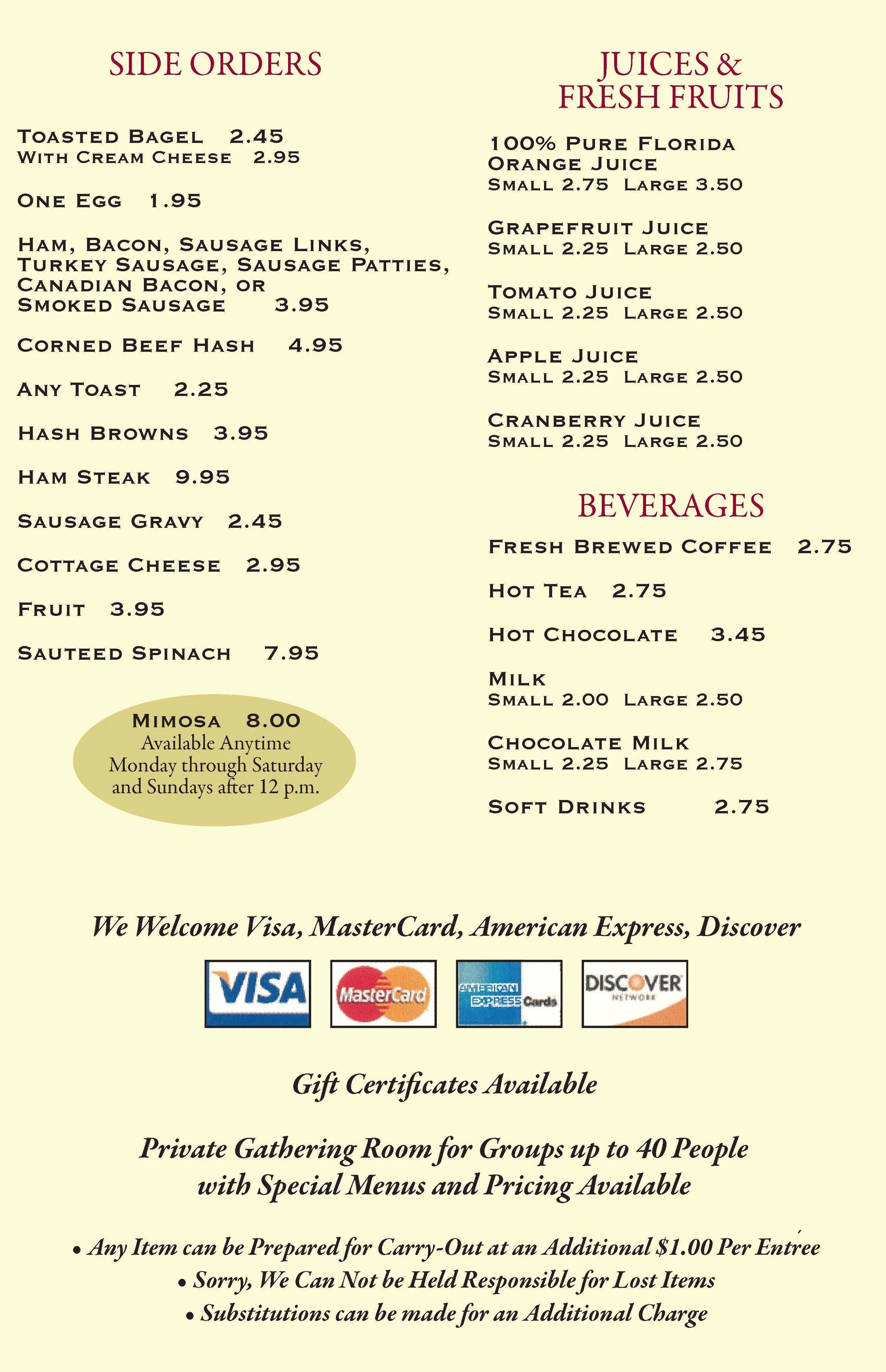 Breakfast — Hi-View Restaurant