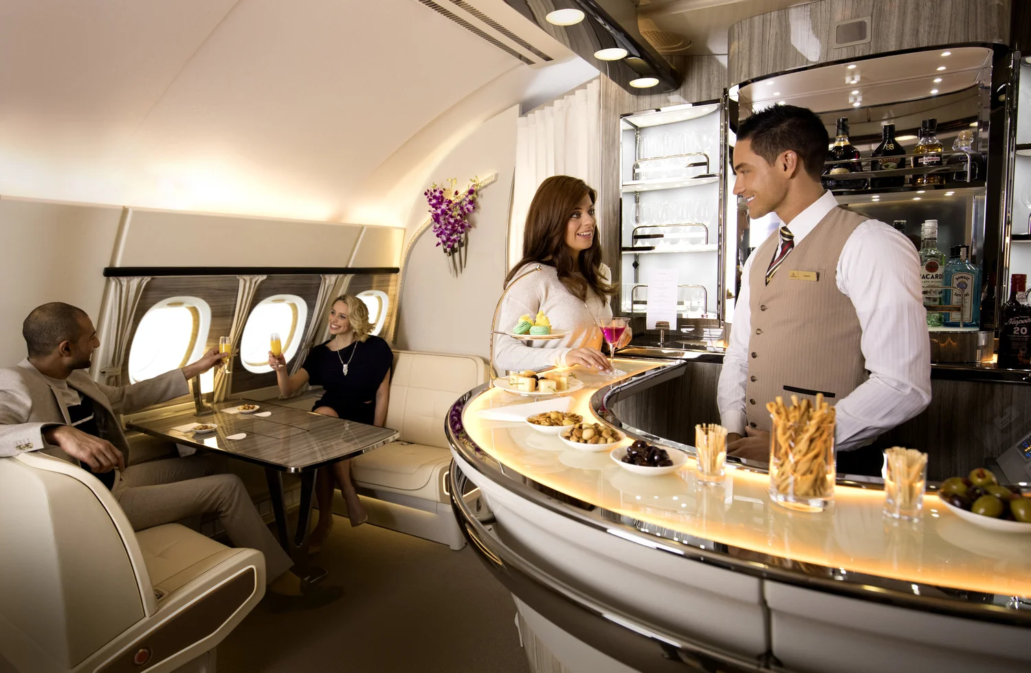 Emirates Unveils New Onboard Lounge on Flagship Airbus A380s - Bar on ...