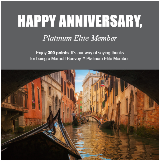 Thank You for Your Loyalty as a Platinum Elite Member, Here's 300 ...
