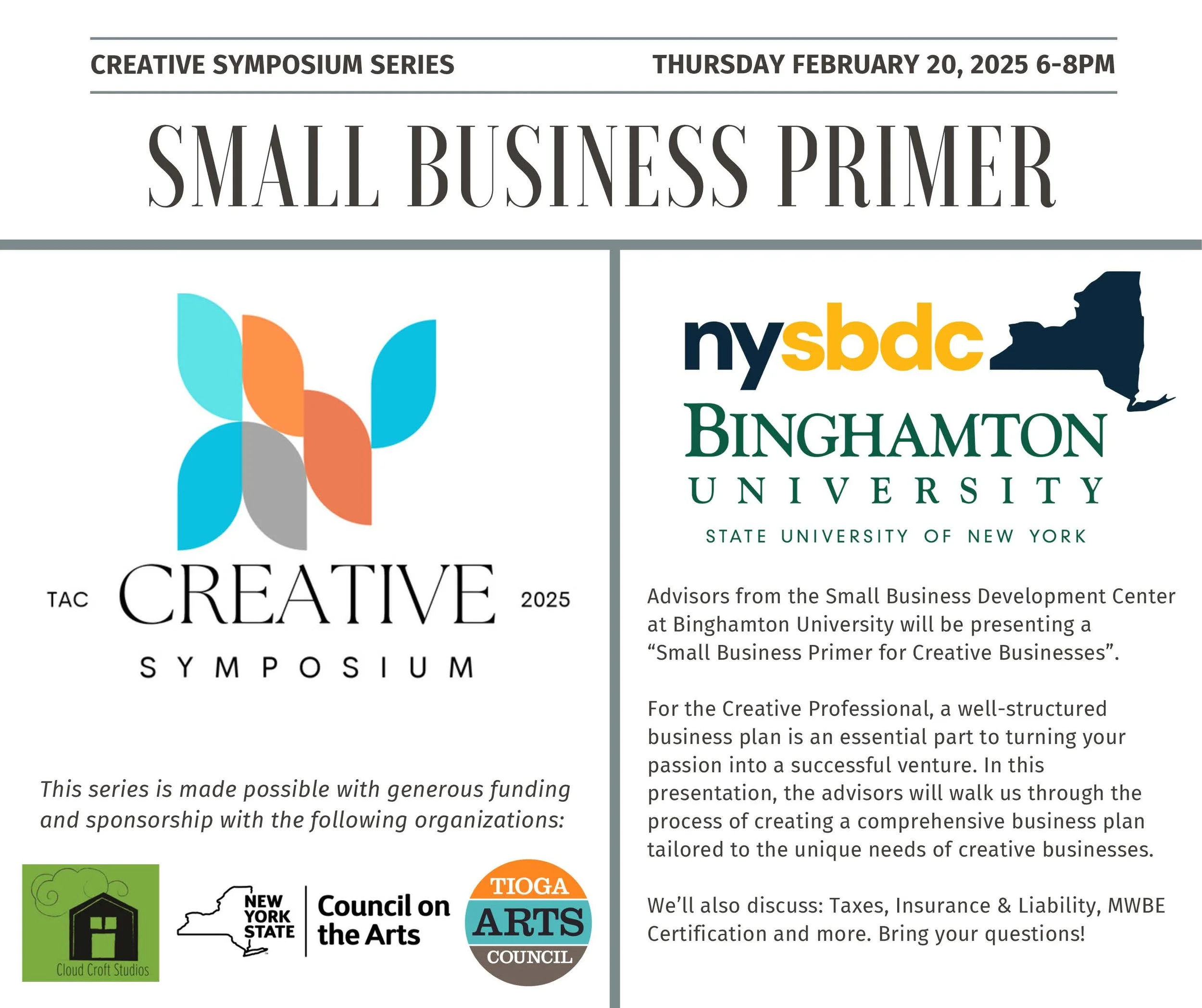 Creative Symposium Series — Tioga Arts Council