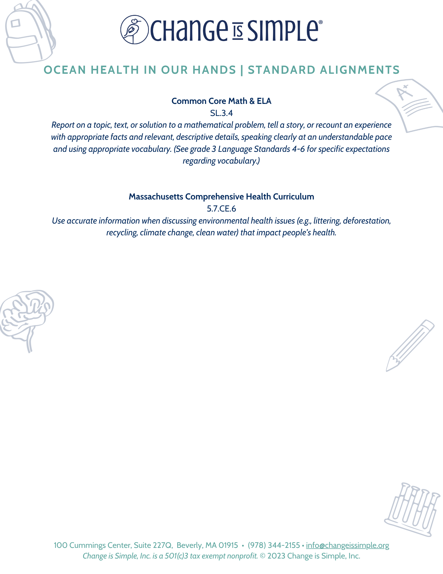 Lesson: Oceans — Change is Simple