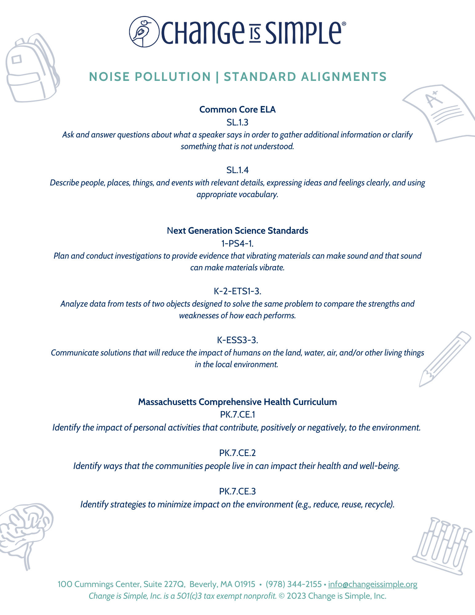 23-24 Lesson: Noise Pollution — Change is Simple