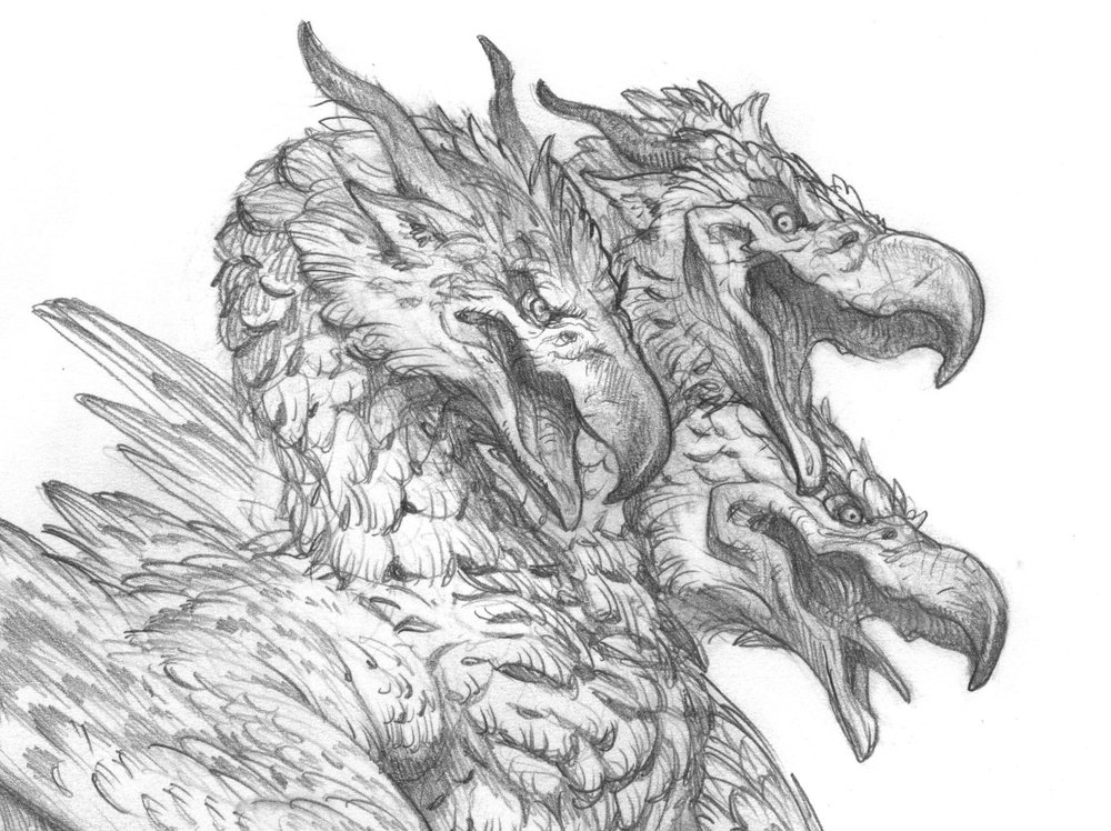 Three Headed Dragon Drawing
