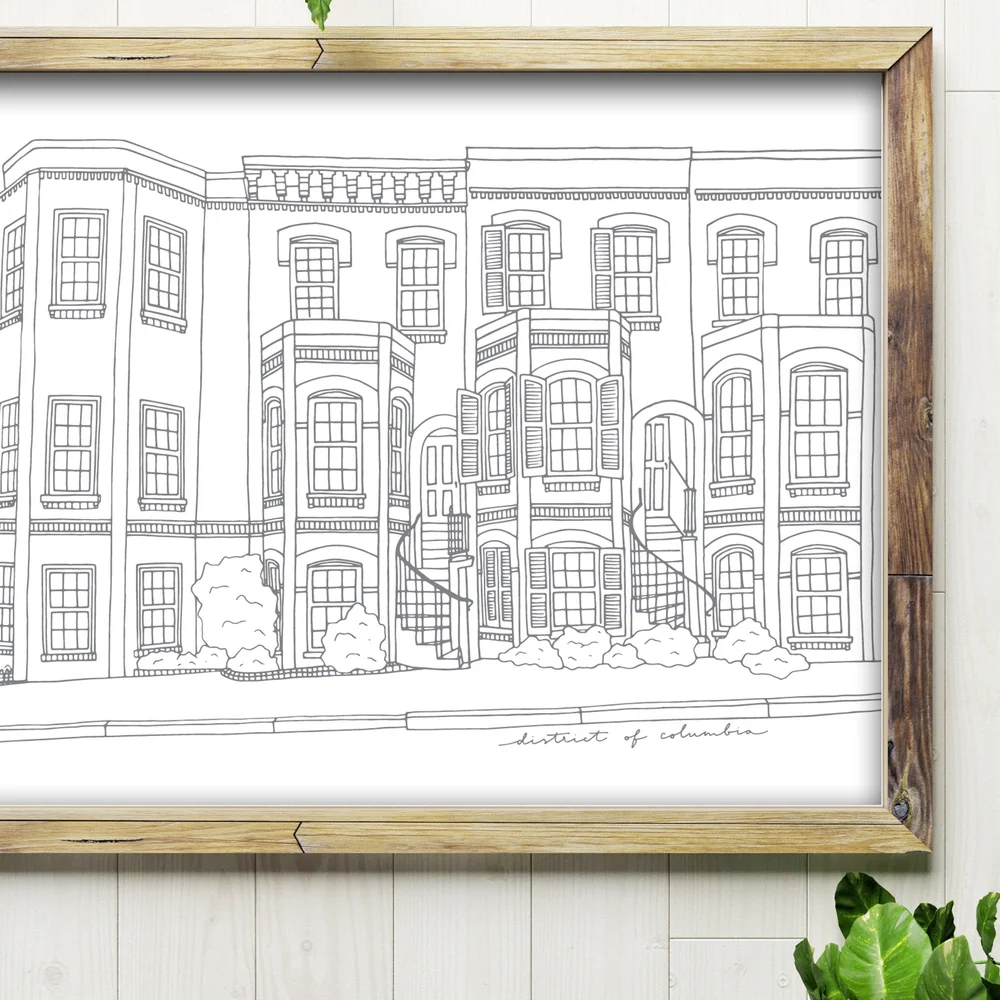 Row Of Houses Drawing