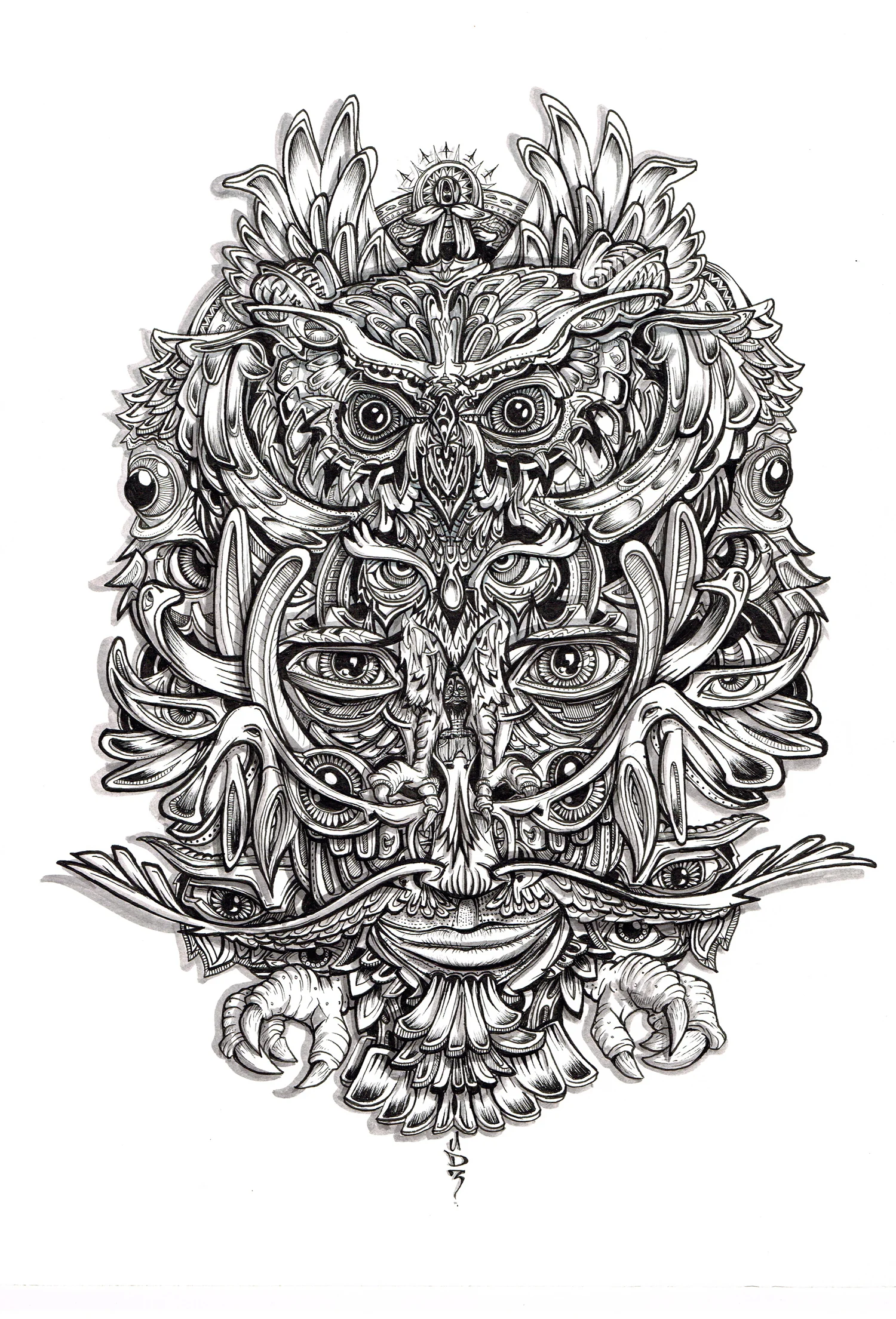 Psychedelic Art Black And White Animals