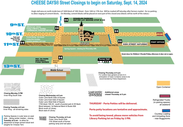 Street Closing Map — CHEESE DAYS