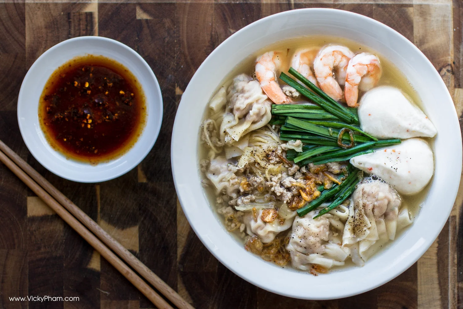 Vietnamese Egg Noodle Soup with Wontons (Mì Hoanh Thanh) — Vicky Pham