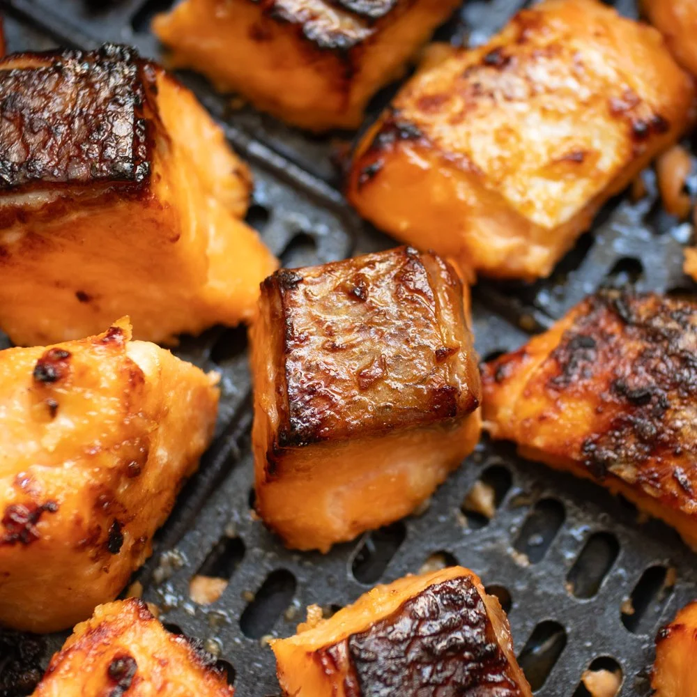Air Fryer Miso Soy Garlic Salmon Bites — Vicky Pham