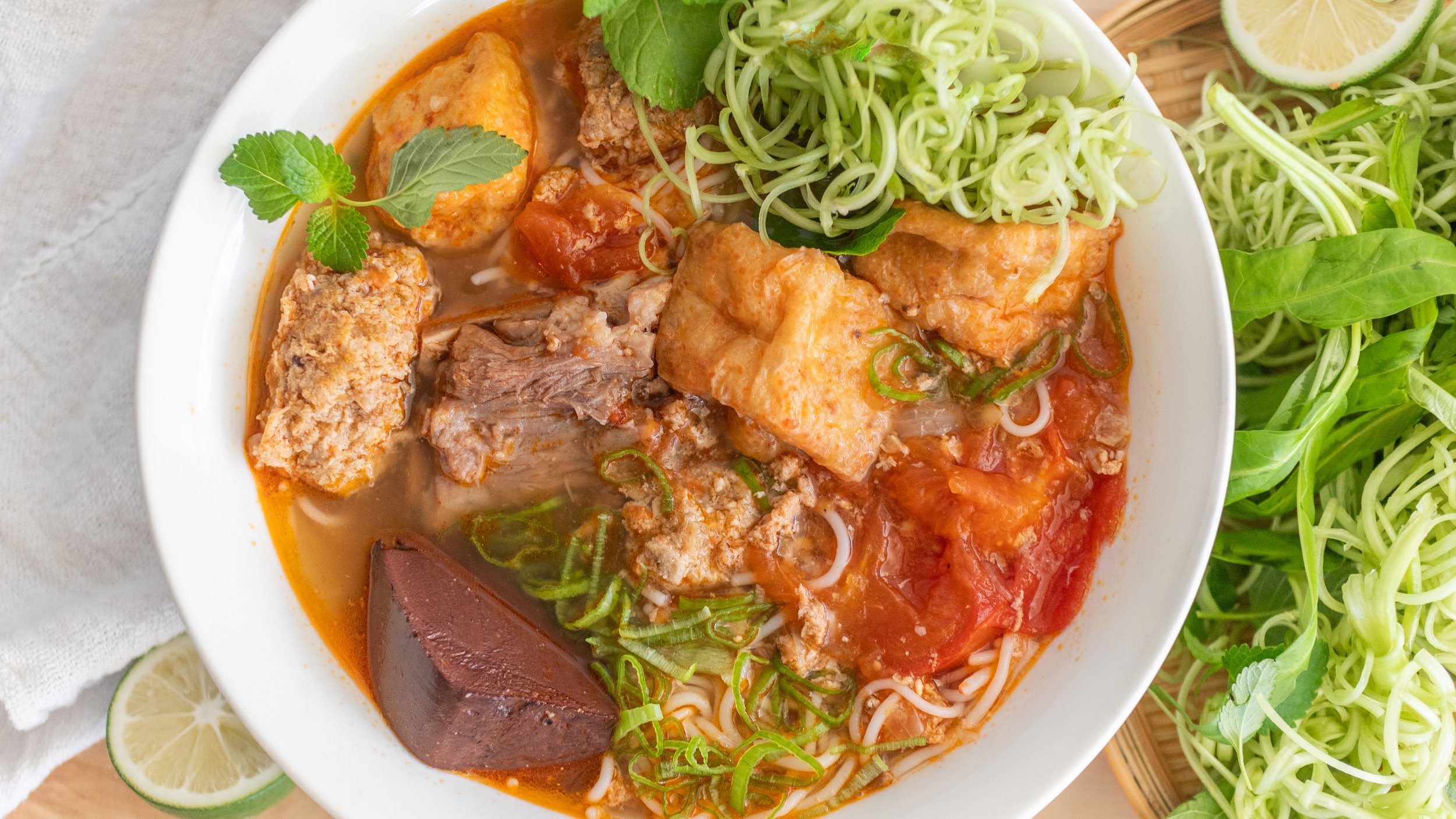 Vietnamese Crab and Tomato Noodle Soup with Pork (Bun Rieu) — Vicky Pham