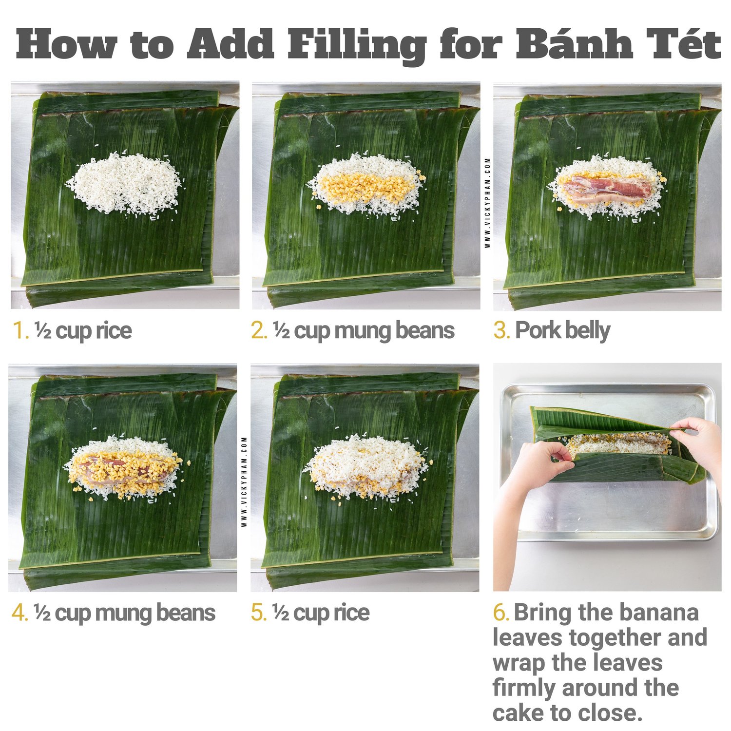 Vietnamese Savory Glutinous Rice Cakes with Pork Belly & Mung Beans for ...