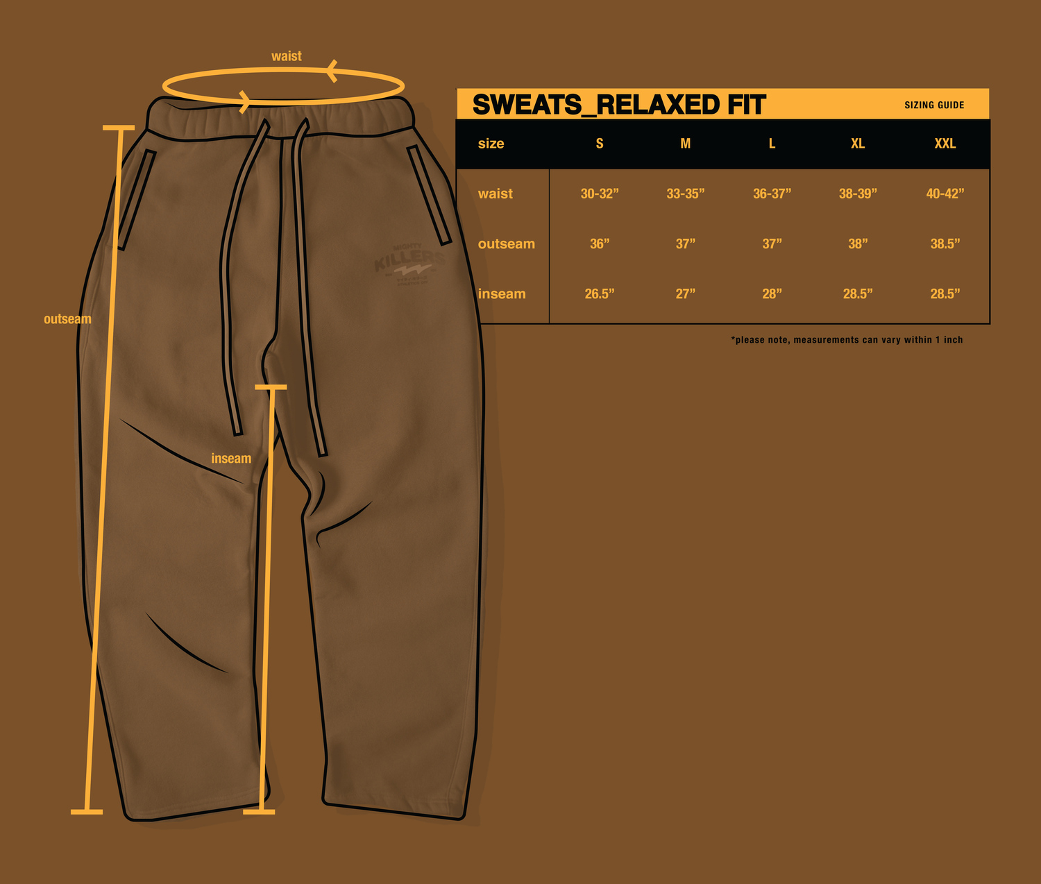 SWEATS SIZE GUIDE — MIGHTYKILLERS®