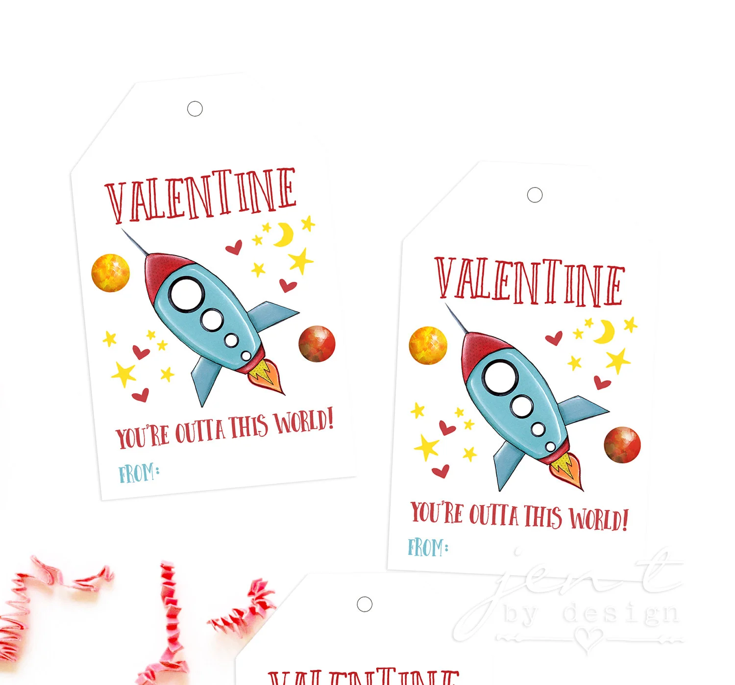 Printable Valentine Tags for Kids - Boy Valentines - Rocket Valentines ...