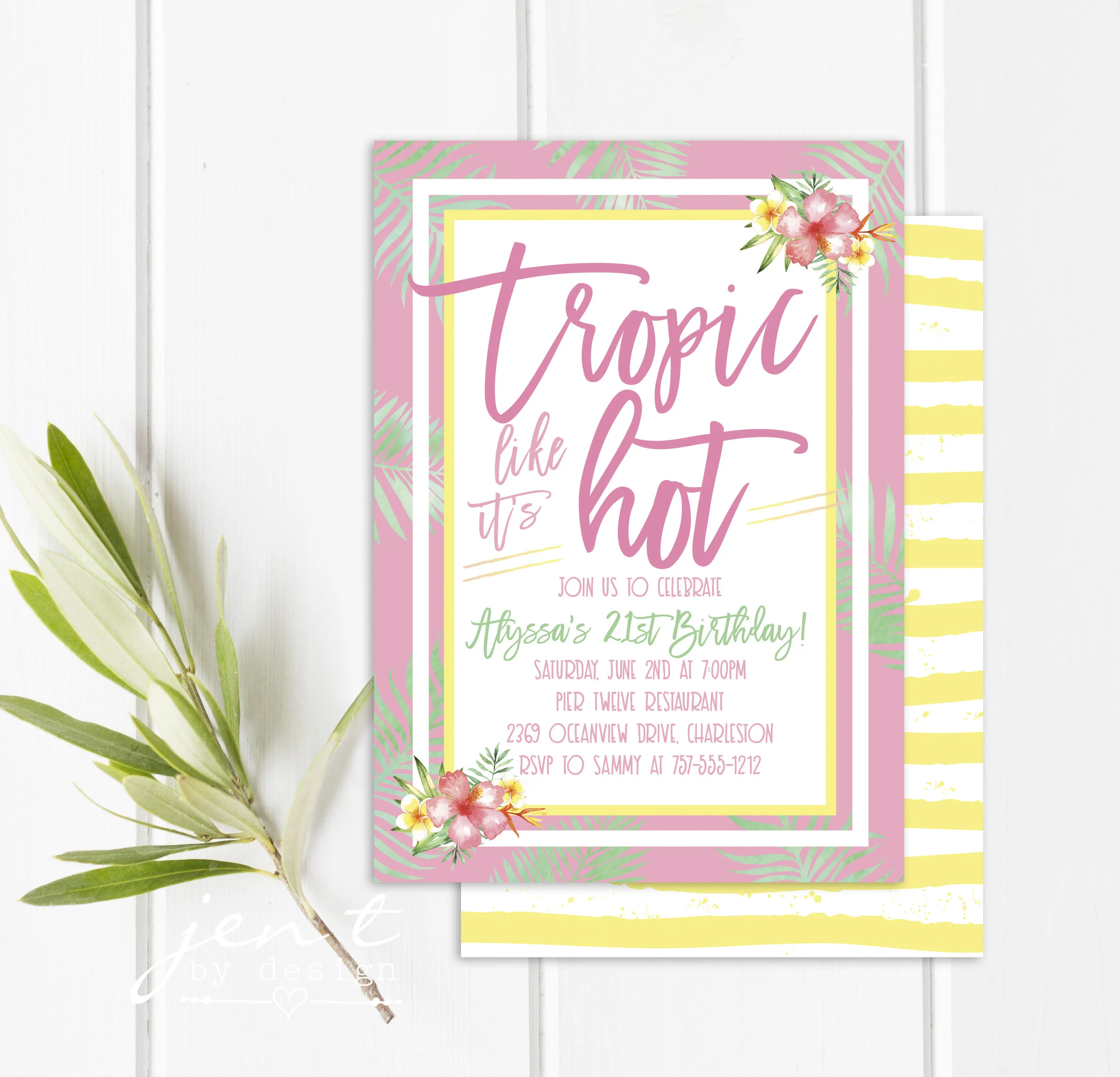 Tropical Birthday Invitations - Tropic Like it's Hot — Jen T. by Design