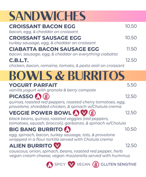 Food Menu — Sunrise Coffee