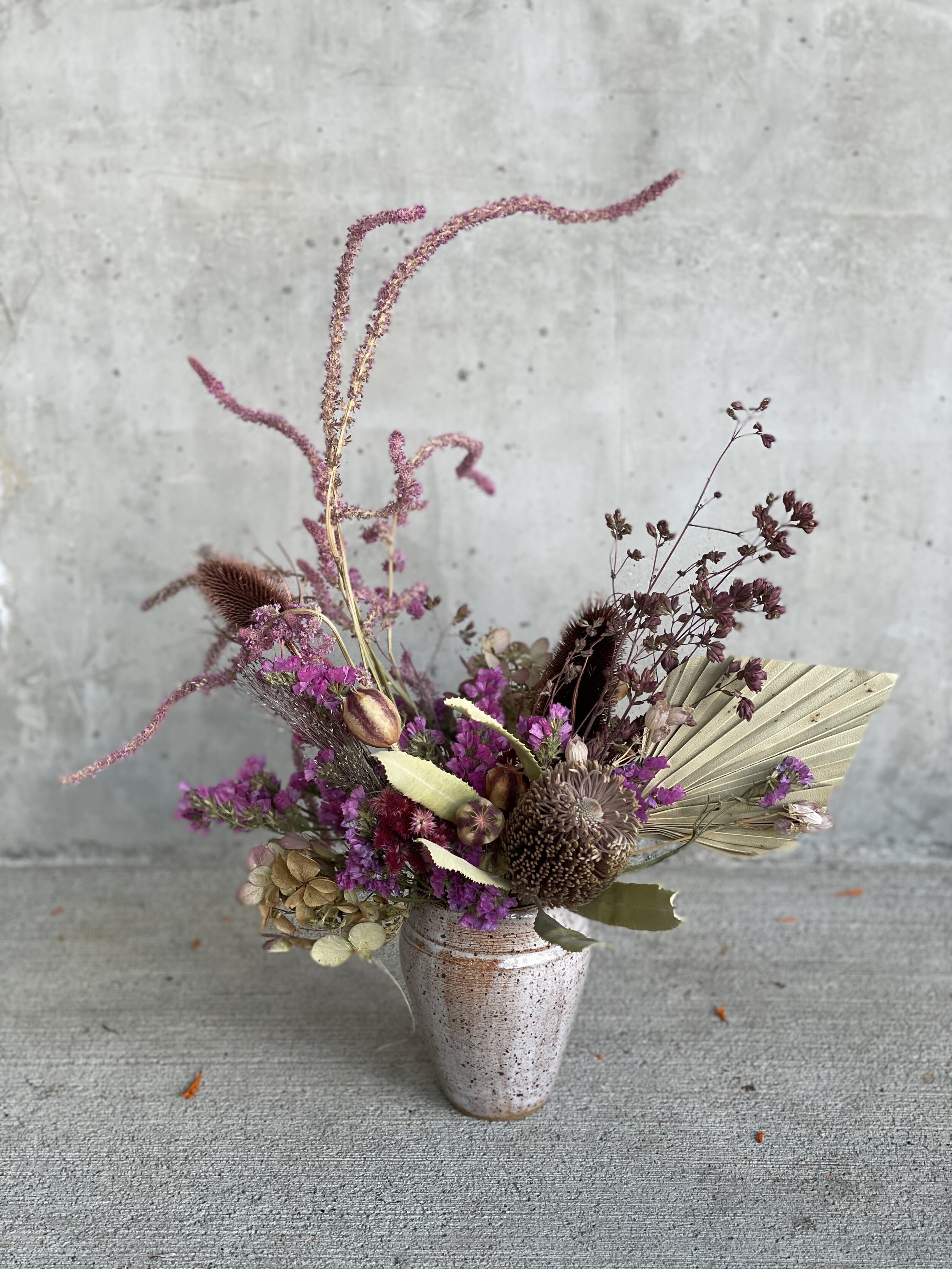 Everlasting flowers in handmade pottery — Bond in Bloom