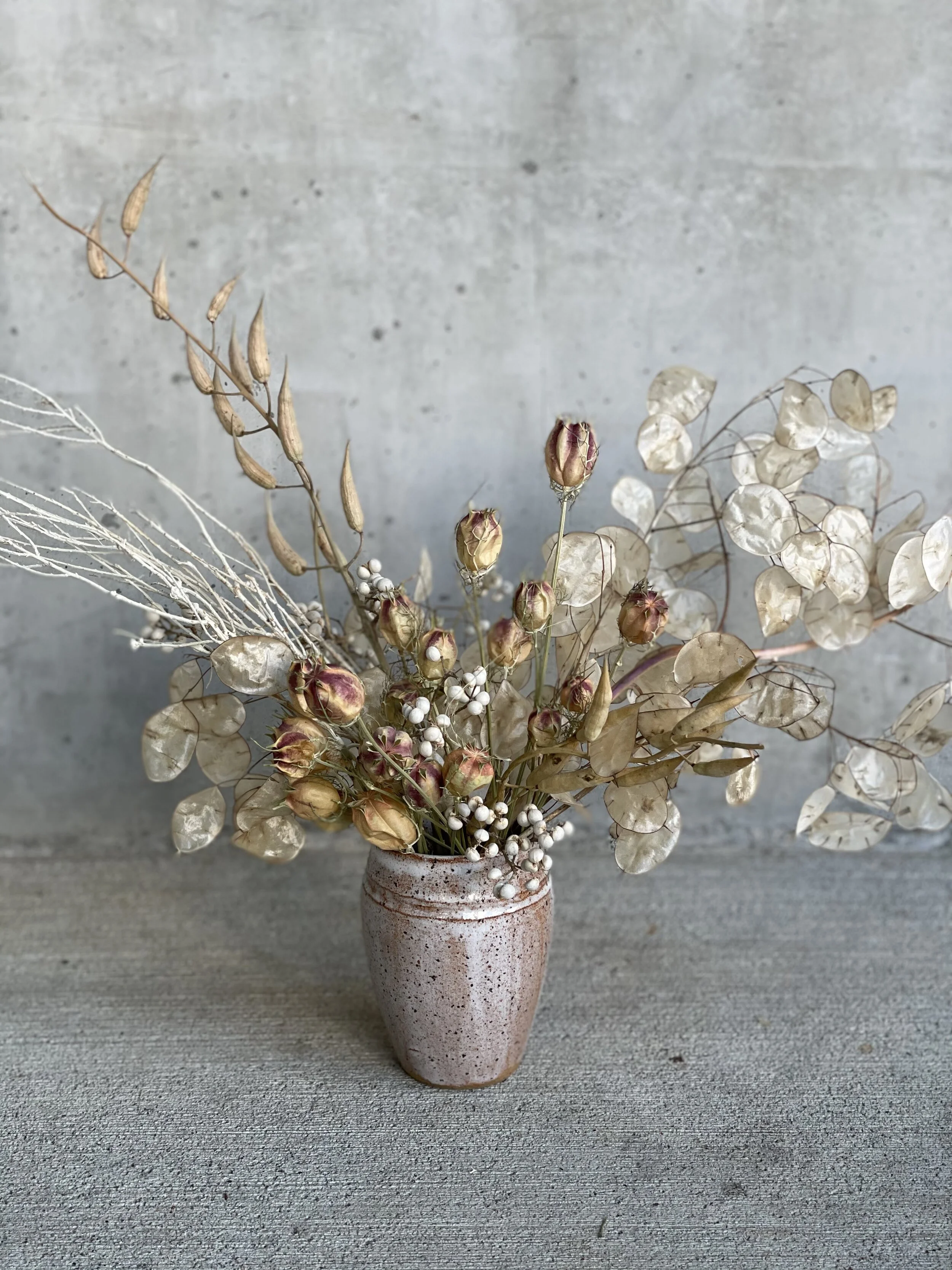 Everlasting flowers in handmade pottery — Bond in Bloom