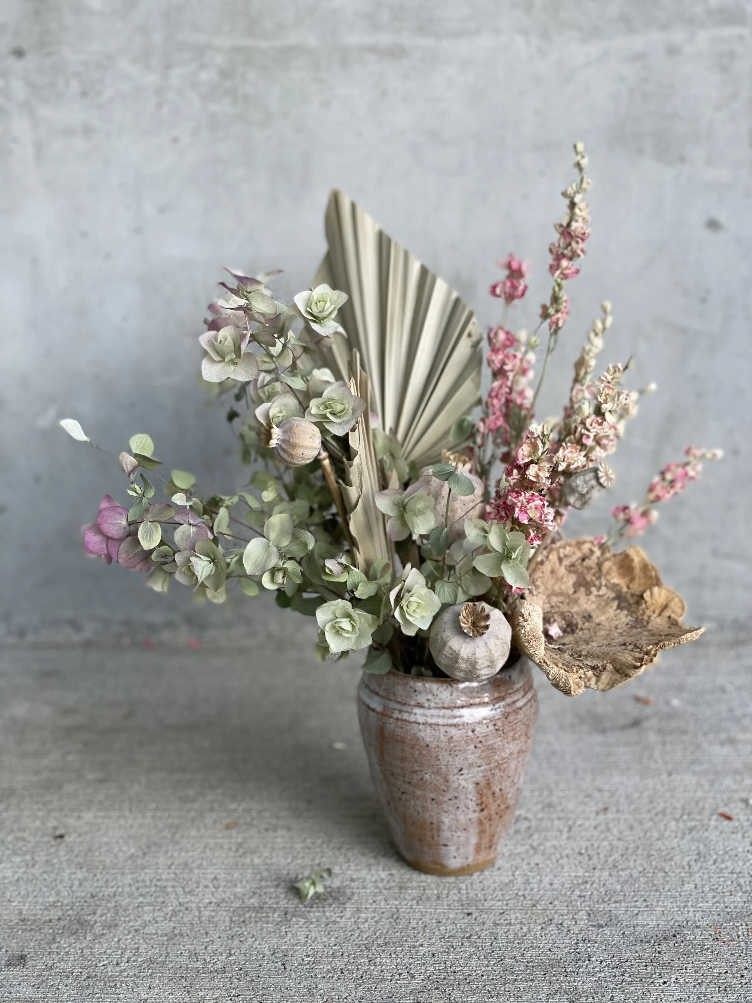 Everlasting flowers in handmade pottery — Bond in Bloom