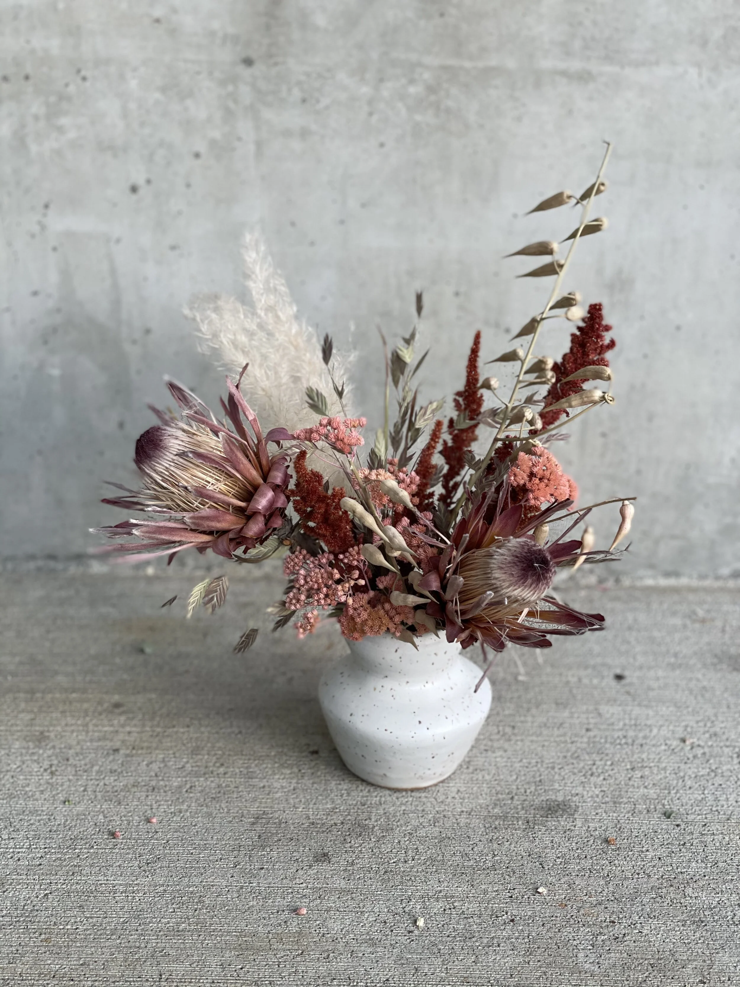 Everlasting flowers in handmade pottery — Bond in Bloom