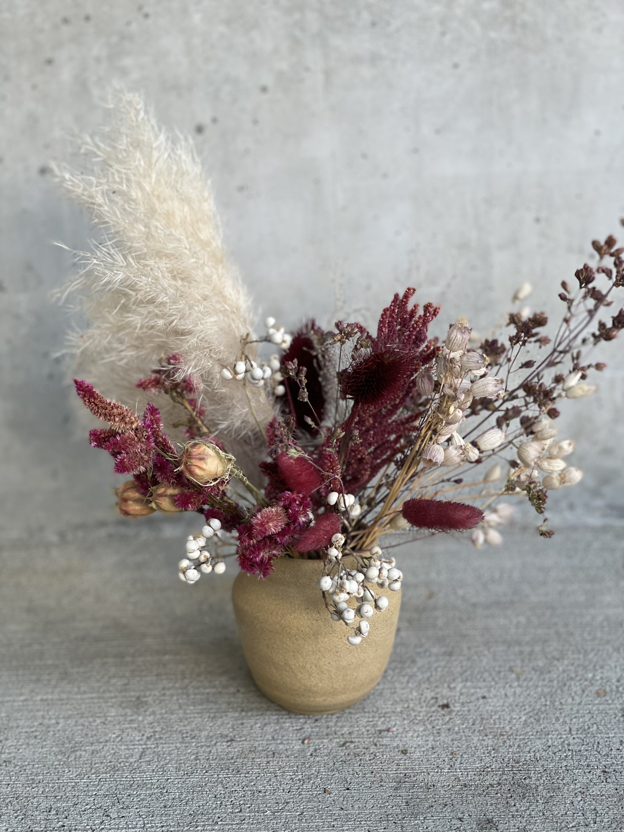 Everlasting flowers in handmade pottery — Bond in Bloom