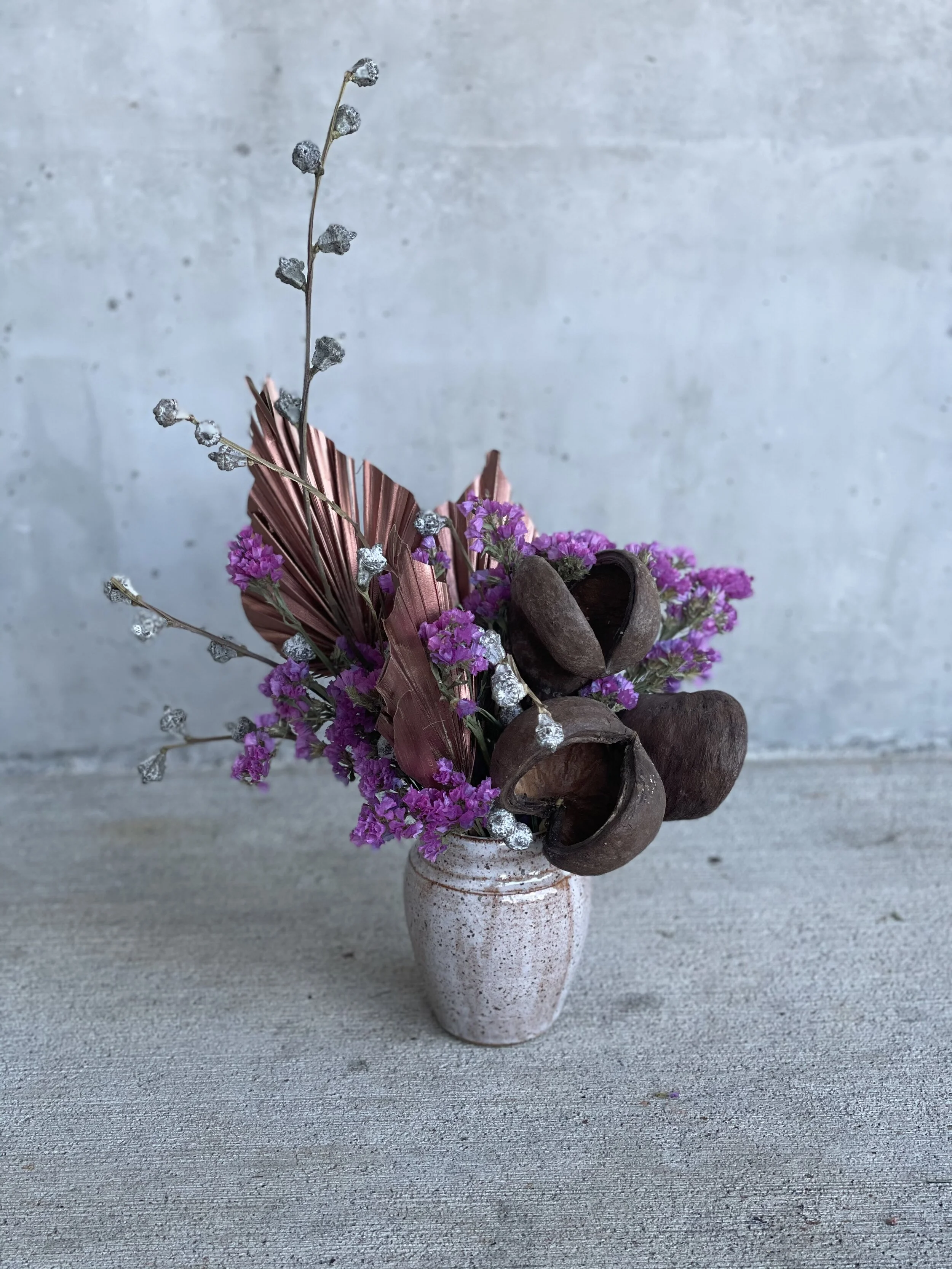 Everlasting flowers in handmade pottery — Bond in Bloom