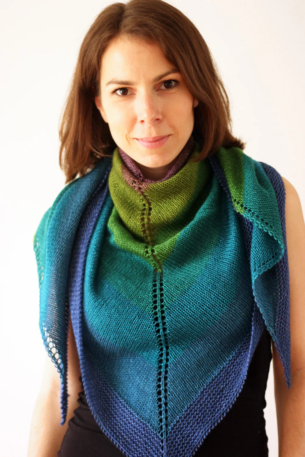 Self striping shawl in Peacock — Tanis Fiber Arts