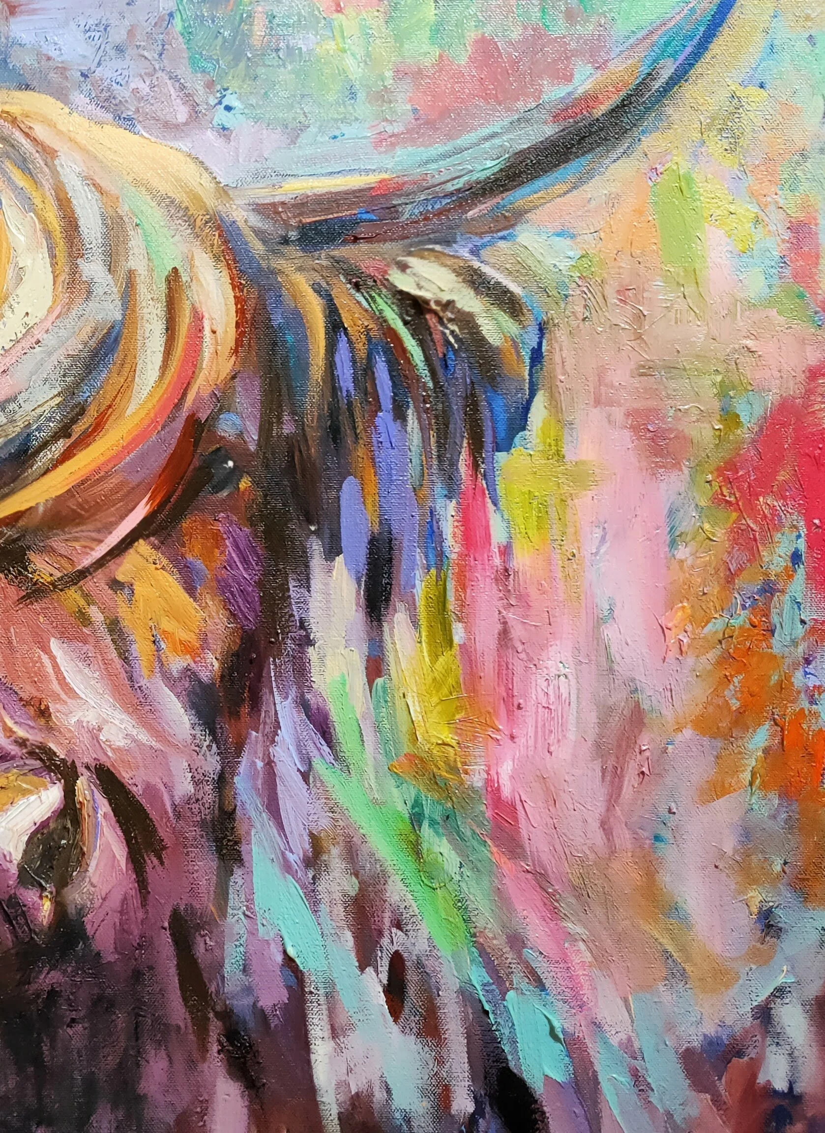 A Colourful Highland Cow Painting for Sale — Susan Gardner - Fine Art