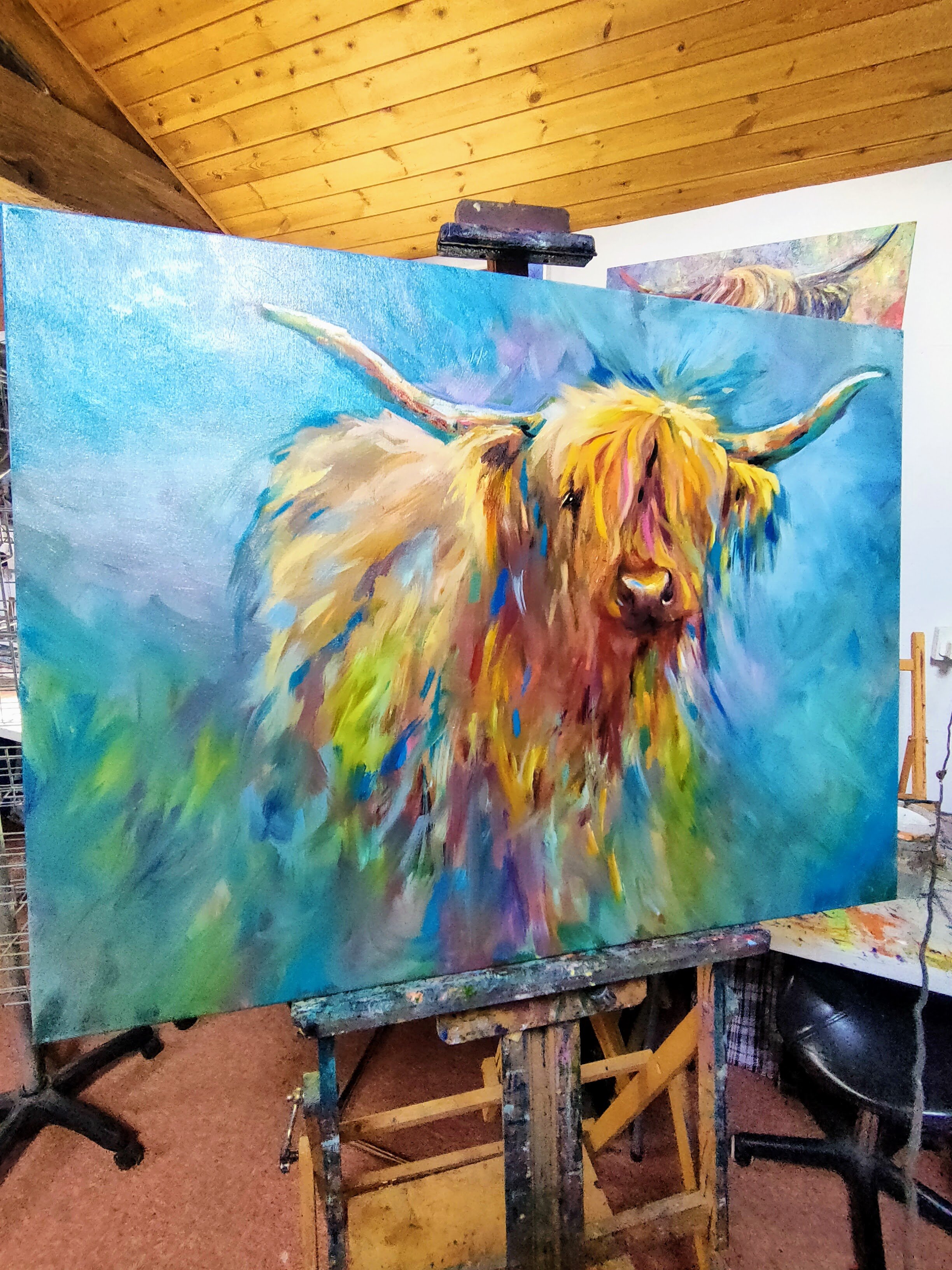 Large Highland Cow painting — Susan Gardner - Fine Art