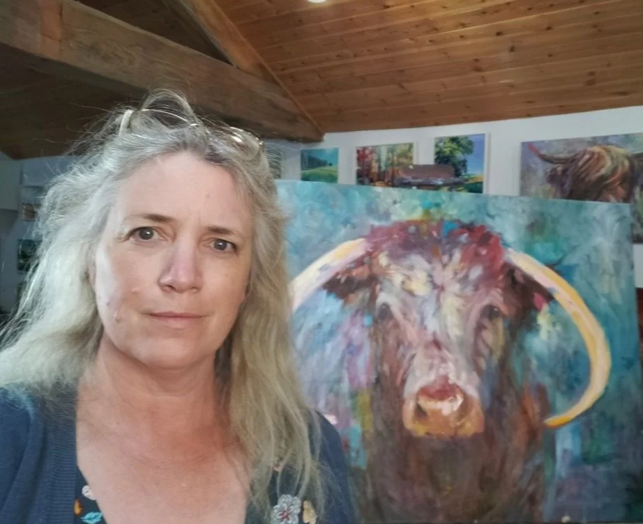 English Longhorn Cow Painting — Susan Gardner - Fine Art