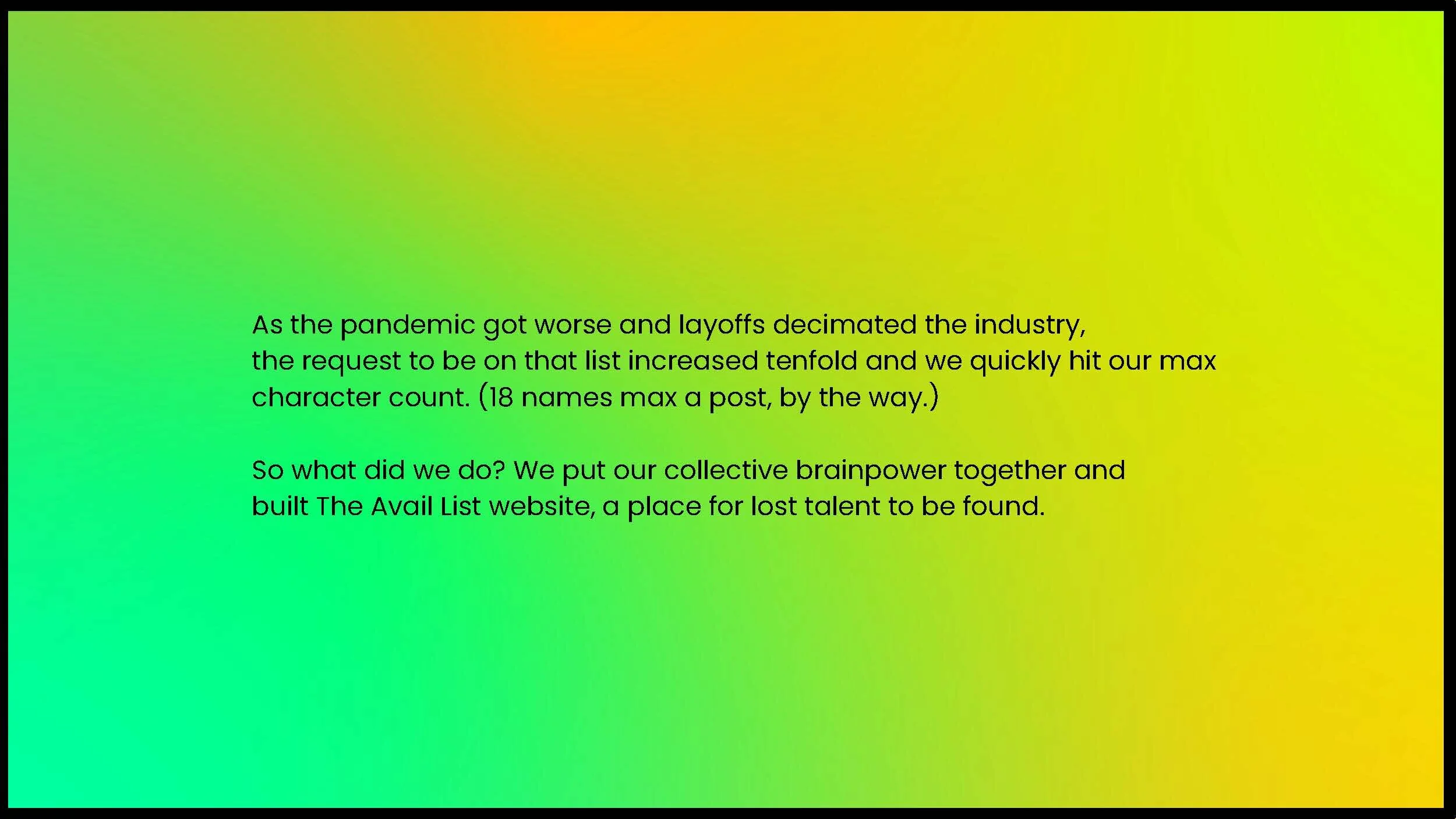 Avail List — Aimée Brodbeck | Creative Director