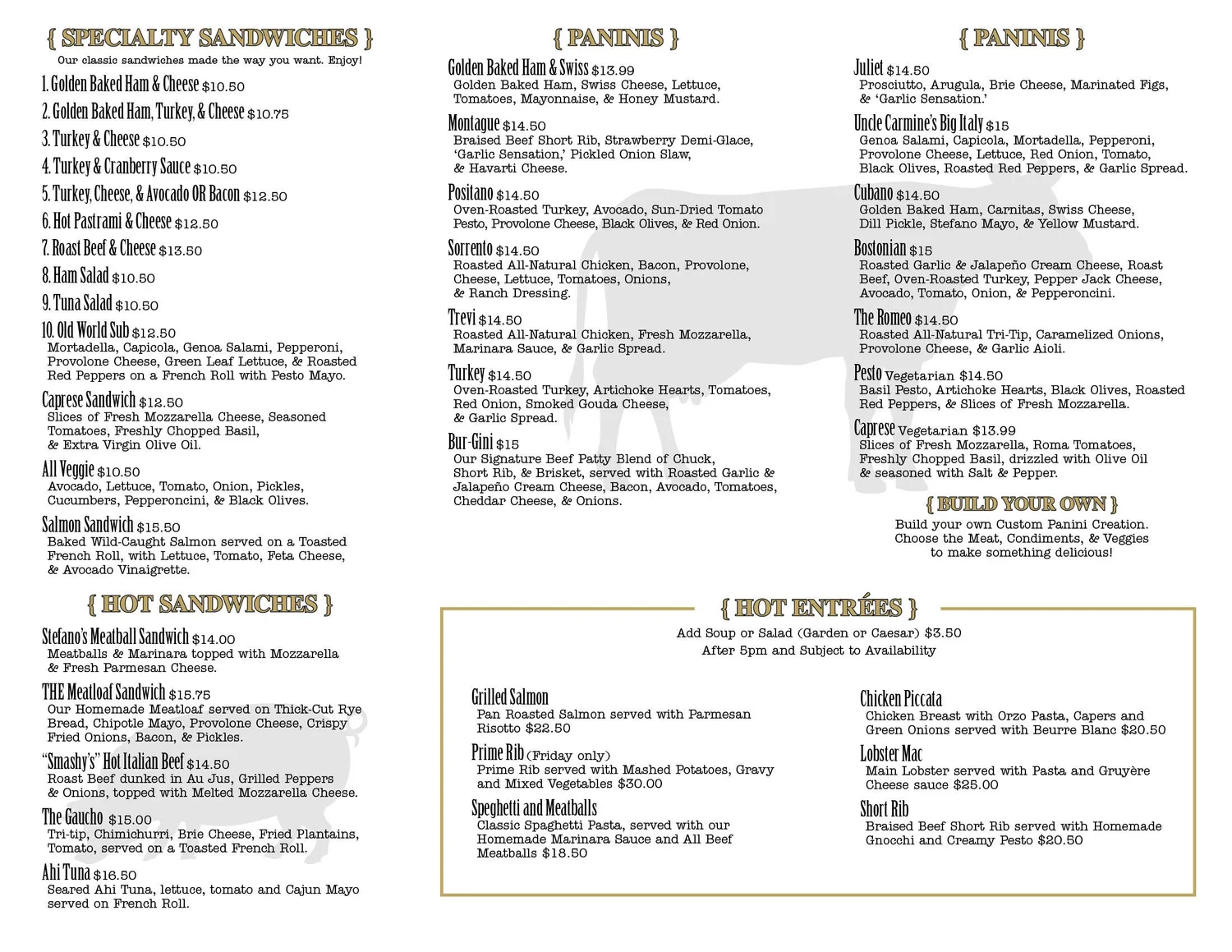 MENU — Stefano's Golden Baked Hams