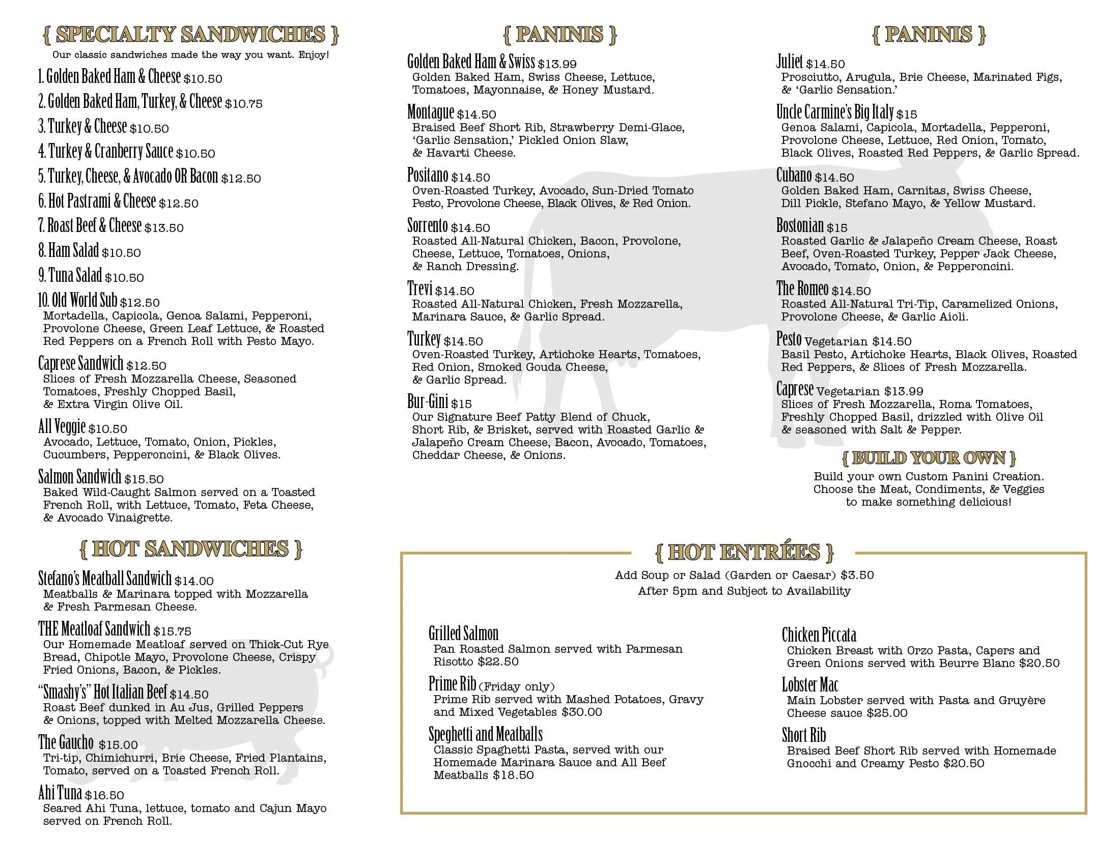 MENU — Stefano's Golden Baked Hams