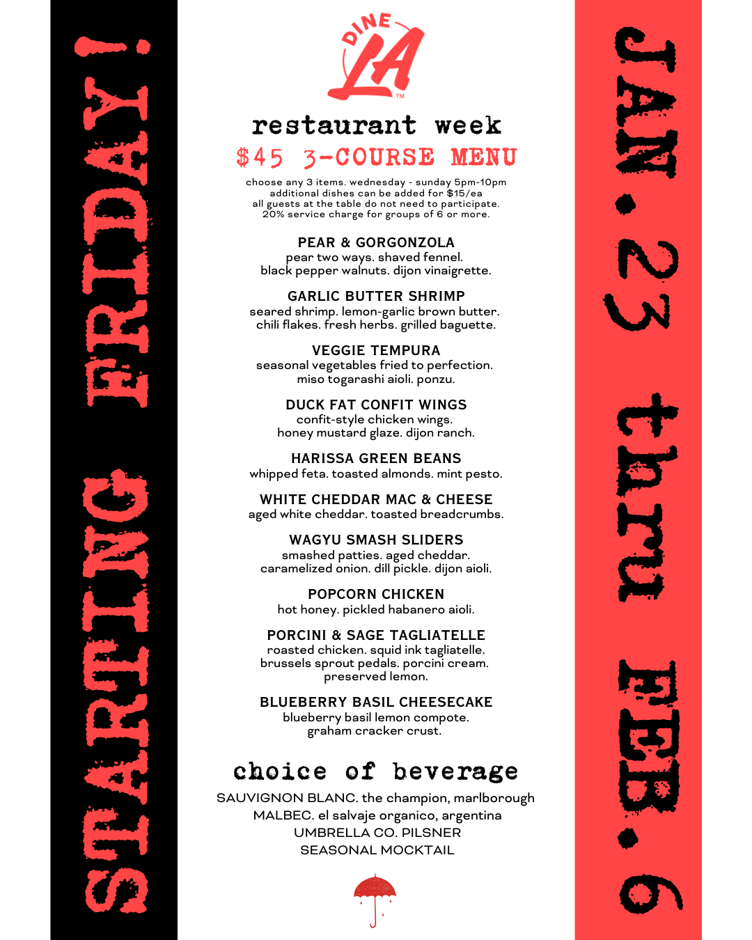 MENUS — Melrose Umbrella Co.