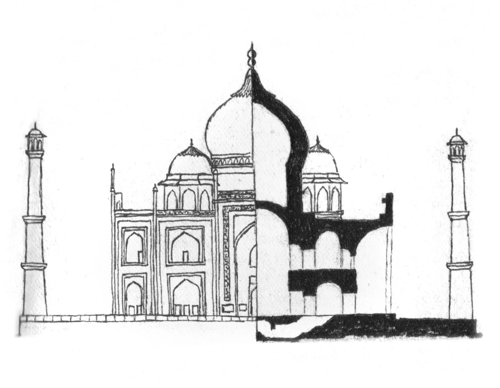 Taj Mahal Plan And Elevation