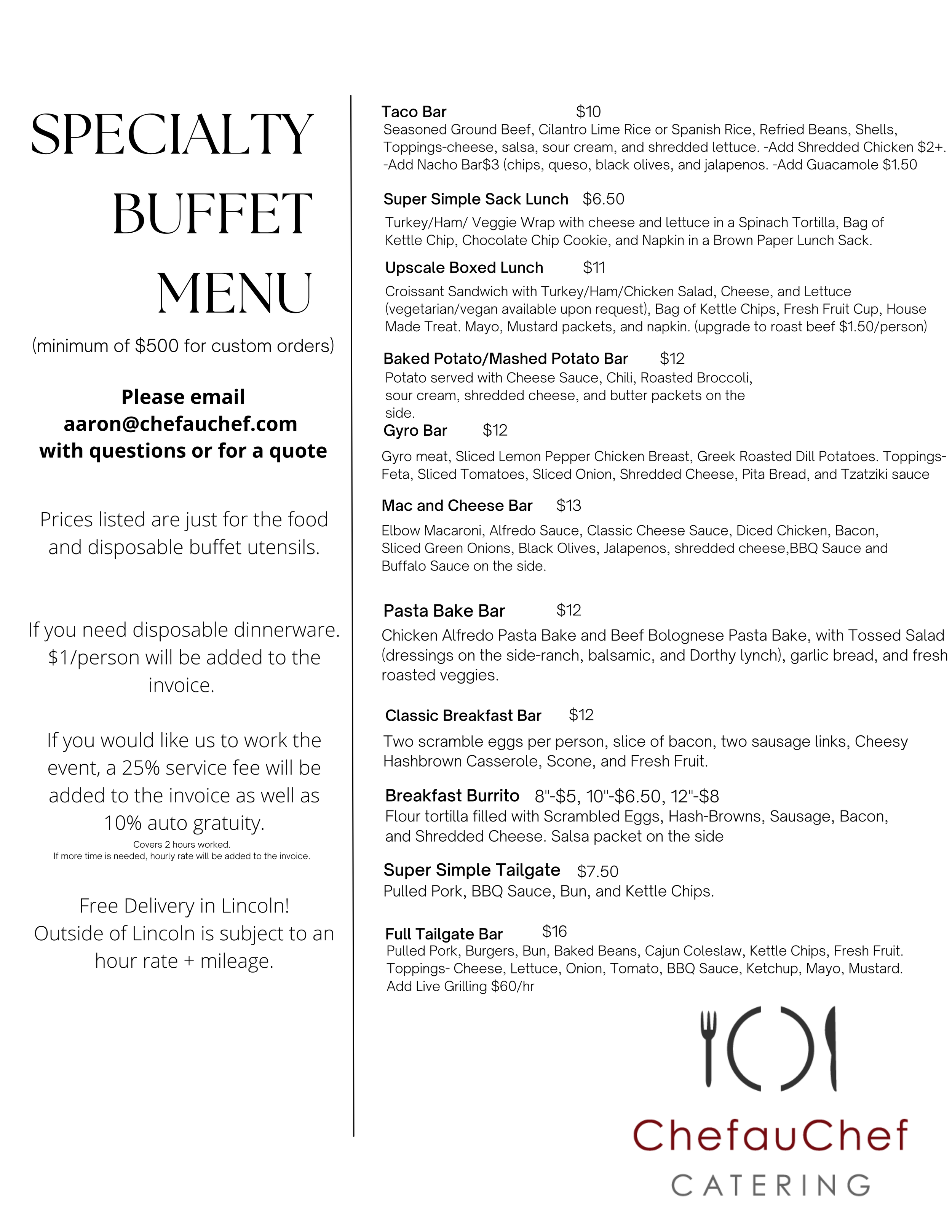 Specialty Buffet — ChefauChef