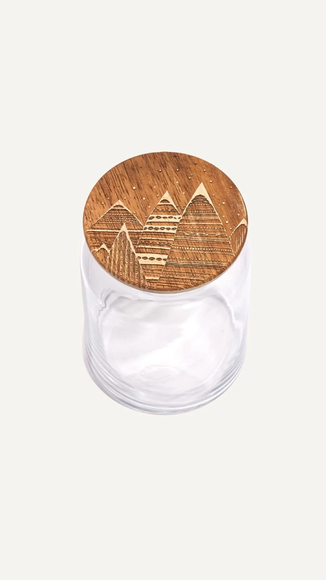 Wave Engraved Wood Lid Glass Jar — Lucca