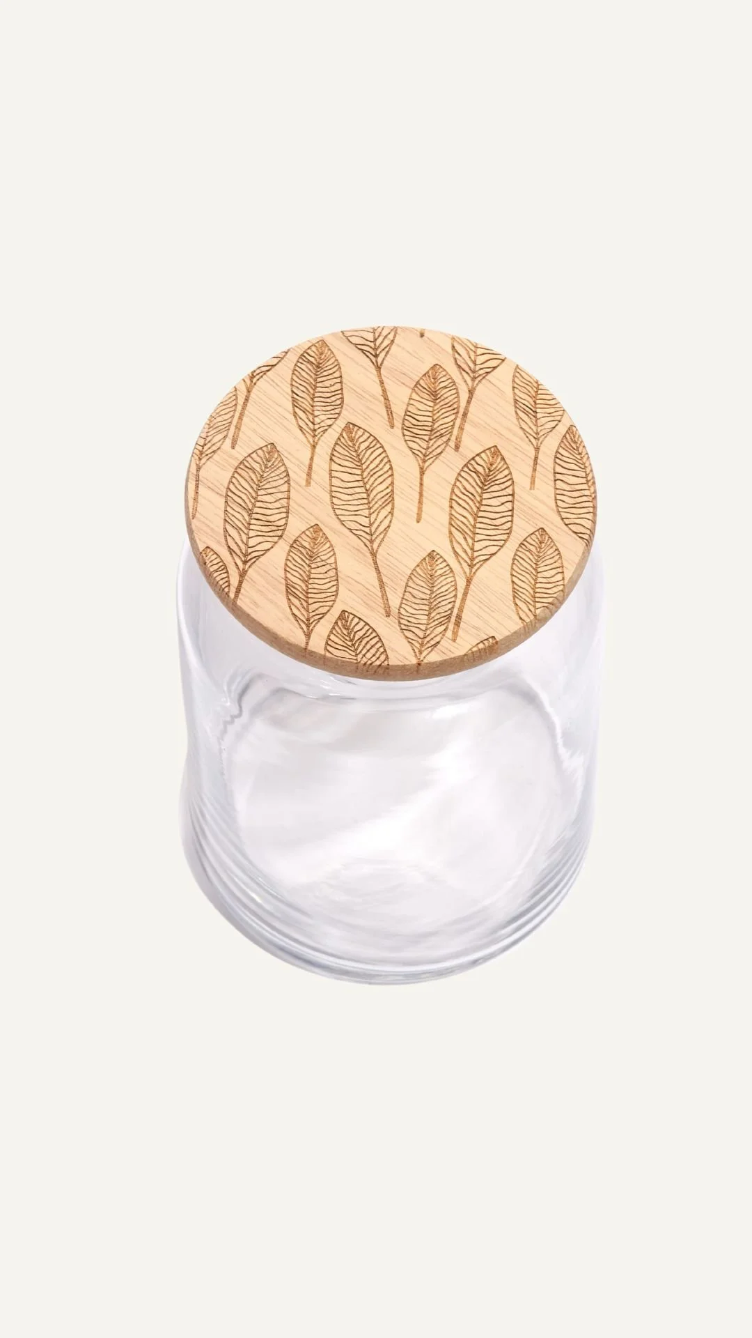 Wave Engraved Wood Lid Glass Jar — Lucca