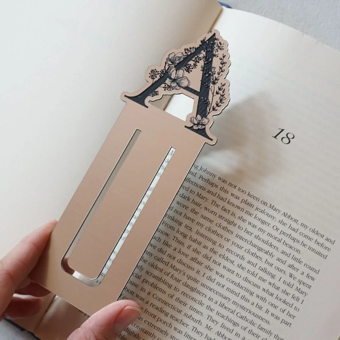 Custom Floral Monogram | Copper Acrylic Bookmark — Lucca