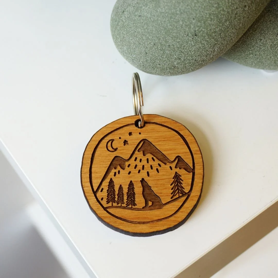 Wolf Mountain | Wood Keychain — Lucca