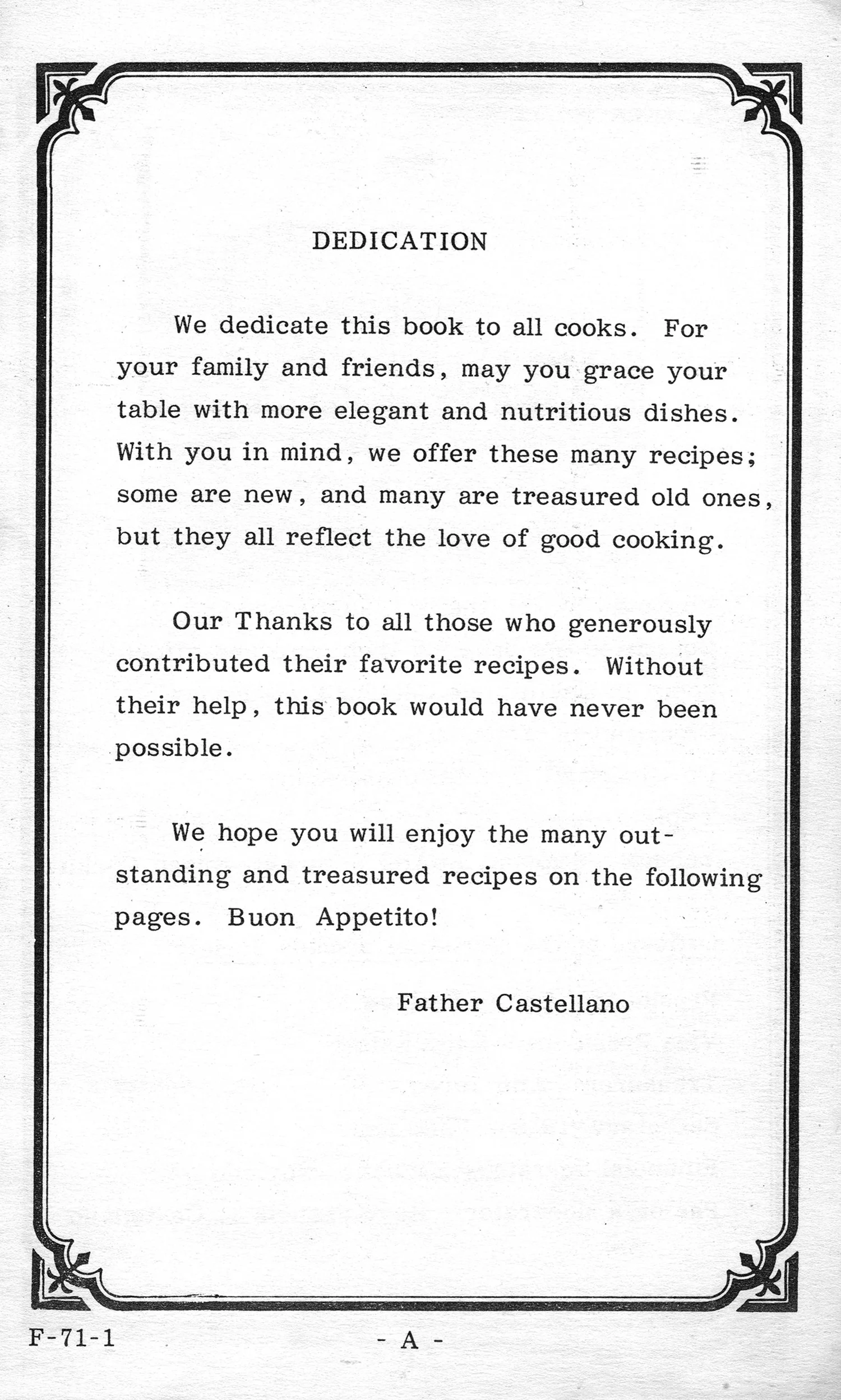 Mater Dolorosa All Italian Cookbook — Franco's Lounge