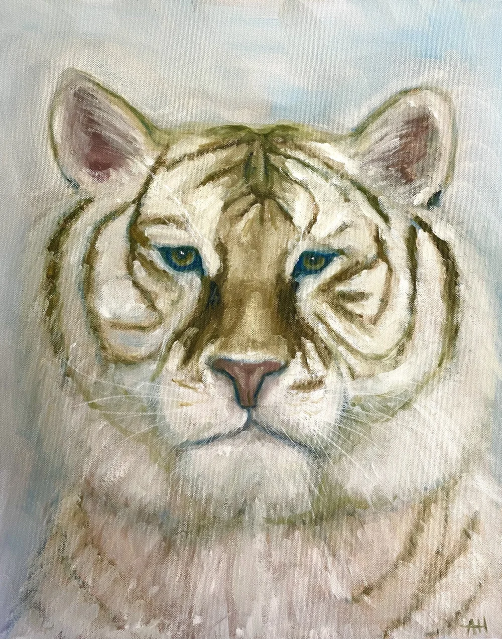White Tiger Oil Painting