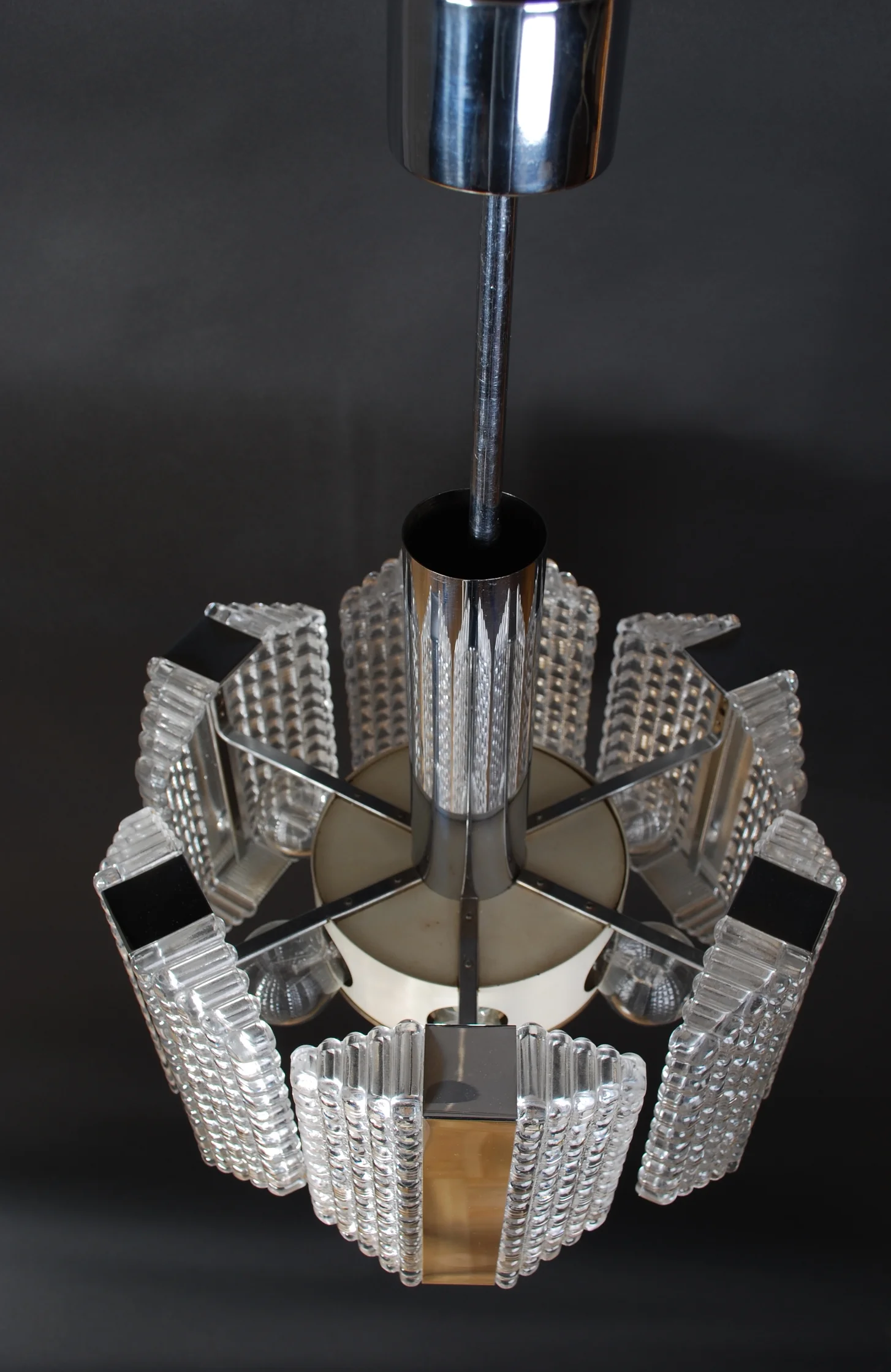 Glass hanging Lamp, Germany 60's — Flux Vintage