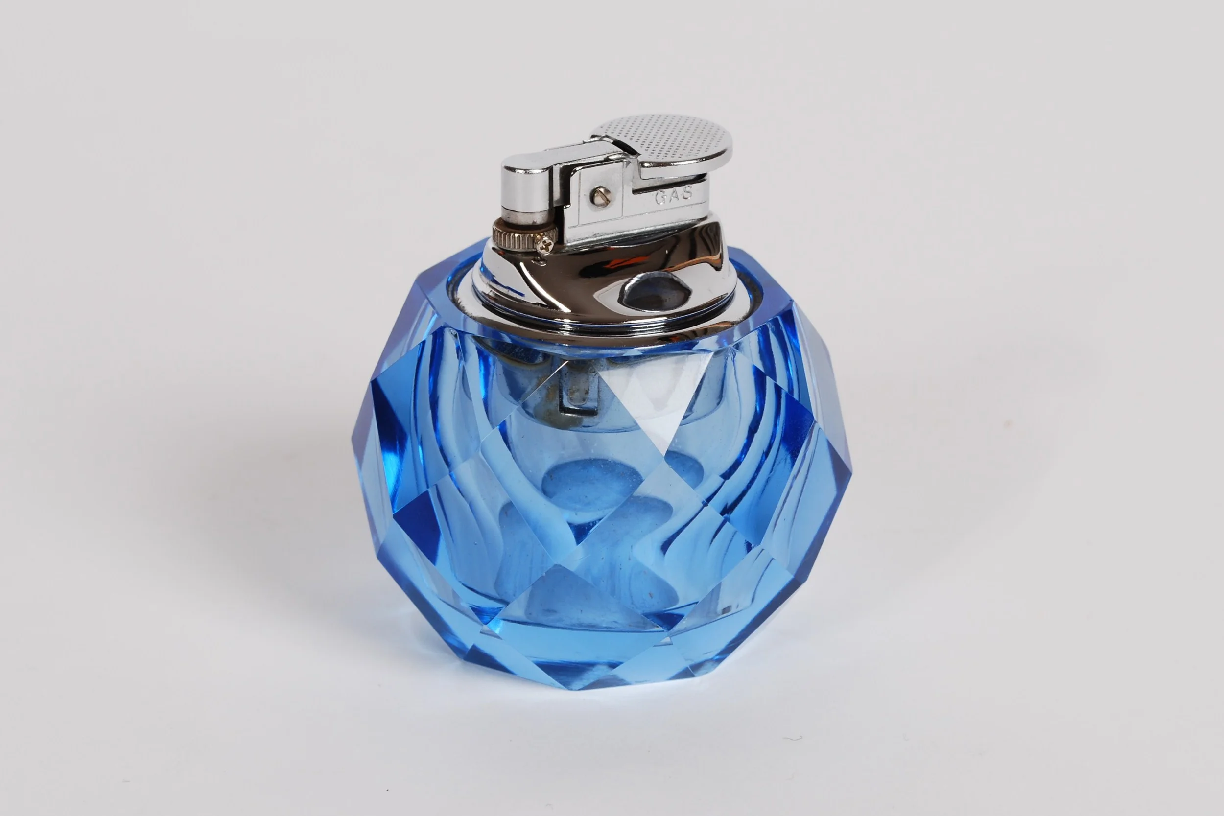 Blue Murano glass glass art deco table lighter — Flux Vintage