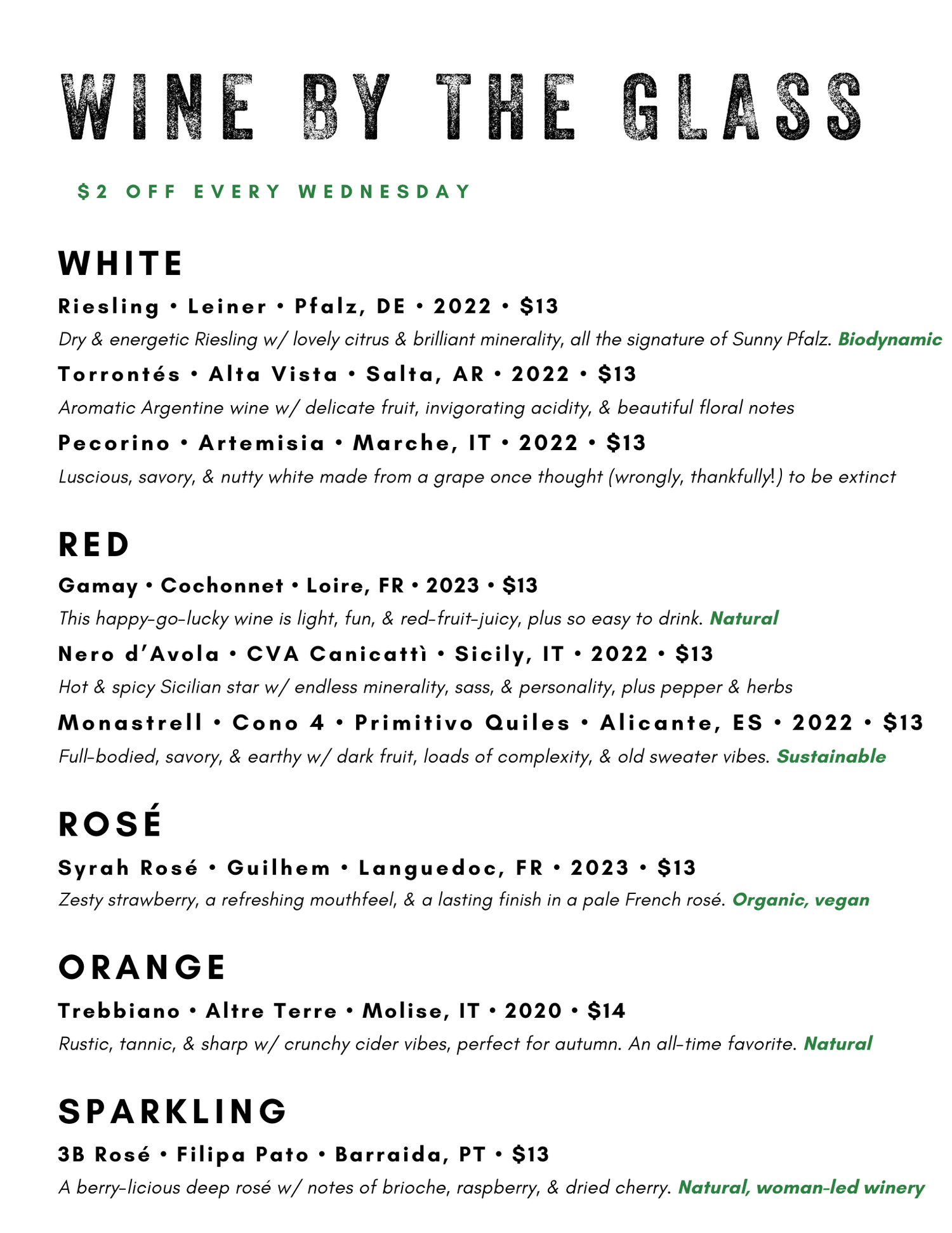 Beer & Wine Menus — The Independent Brewing Company