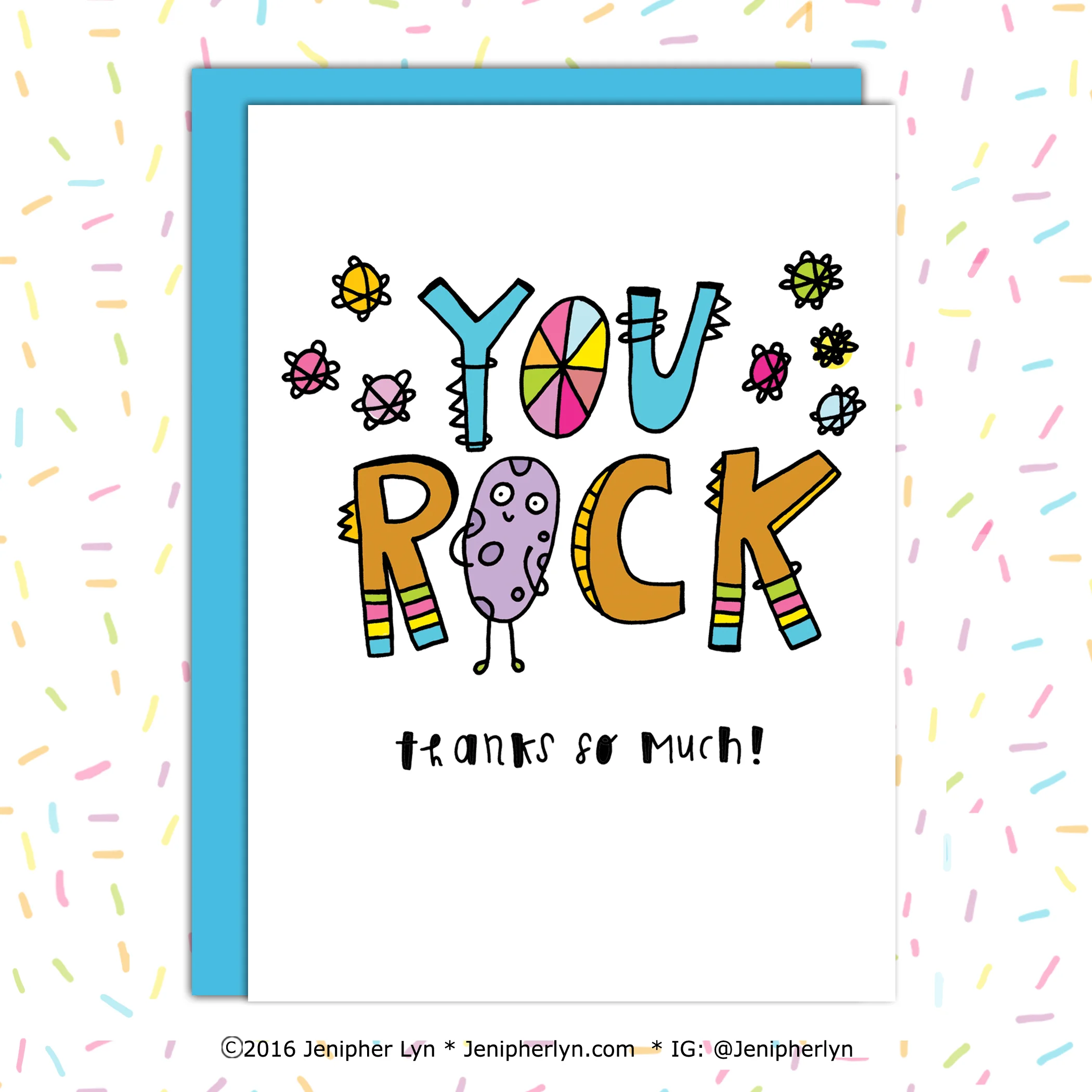 You Rock! - Thank You card — Jenipher Lyn + Nightly Doodles